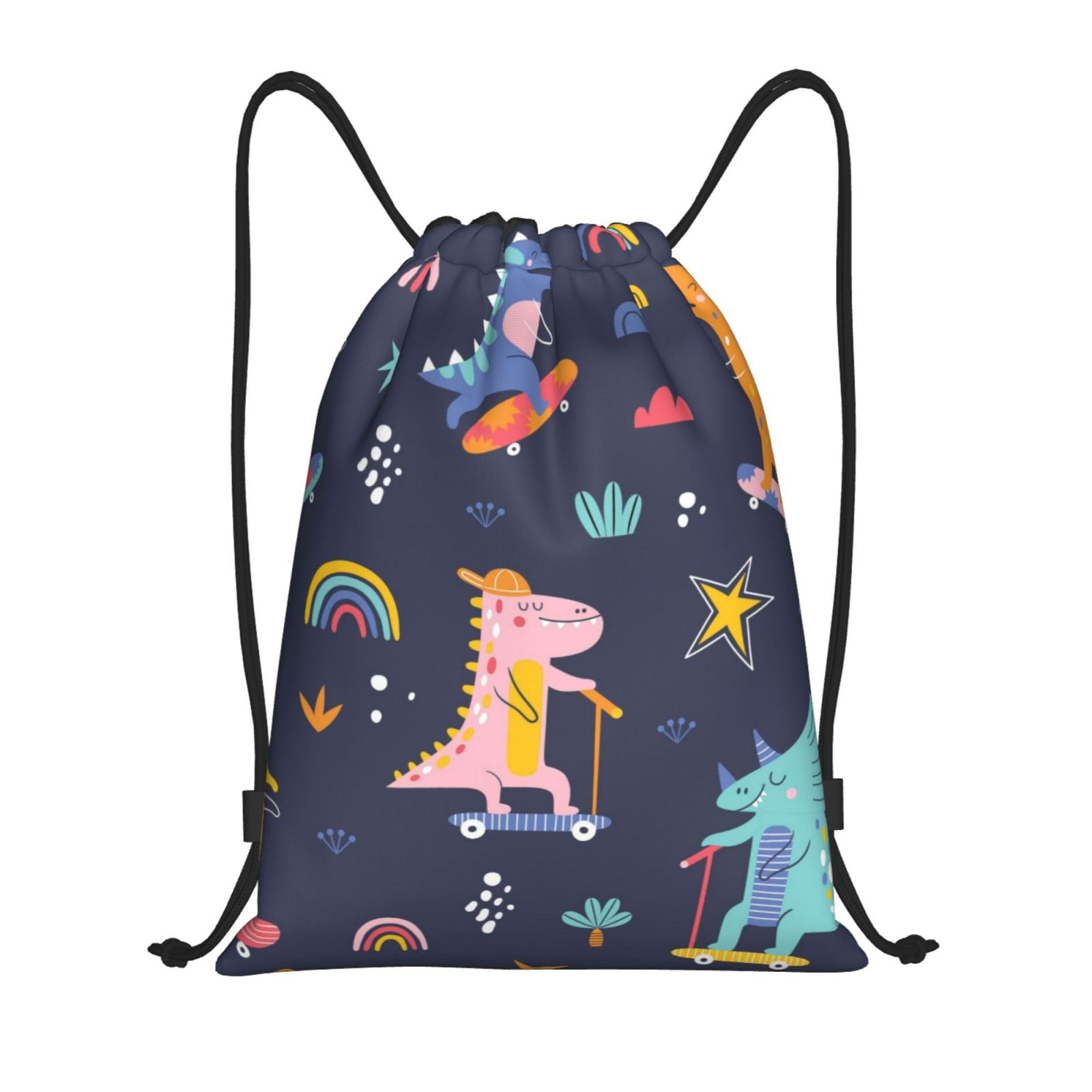 Balery Cartoon Dinosaur Scooter Sport Blue Pattern Drawstring Backpack ...