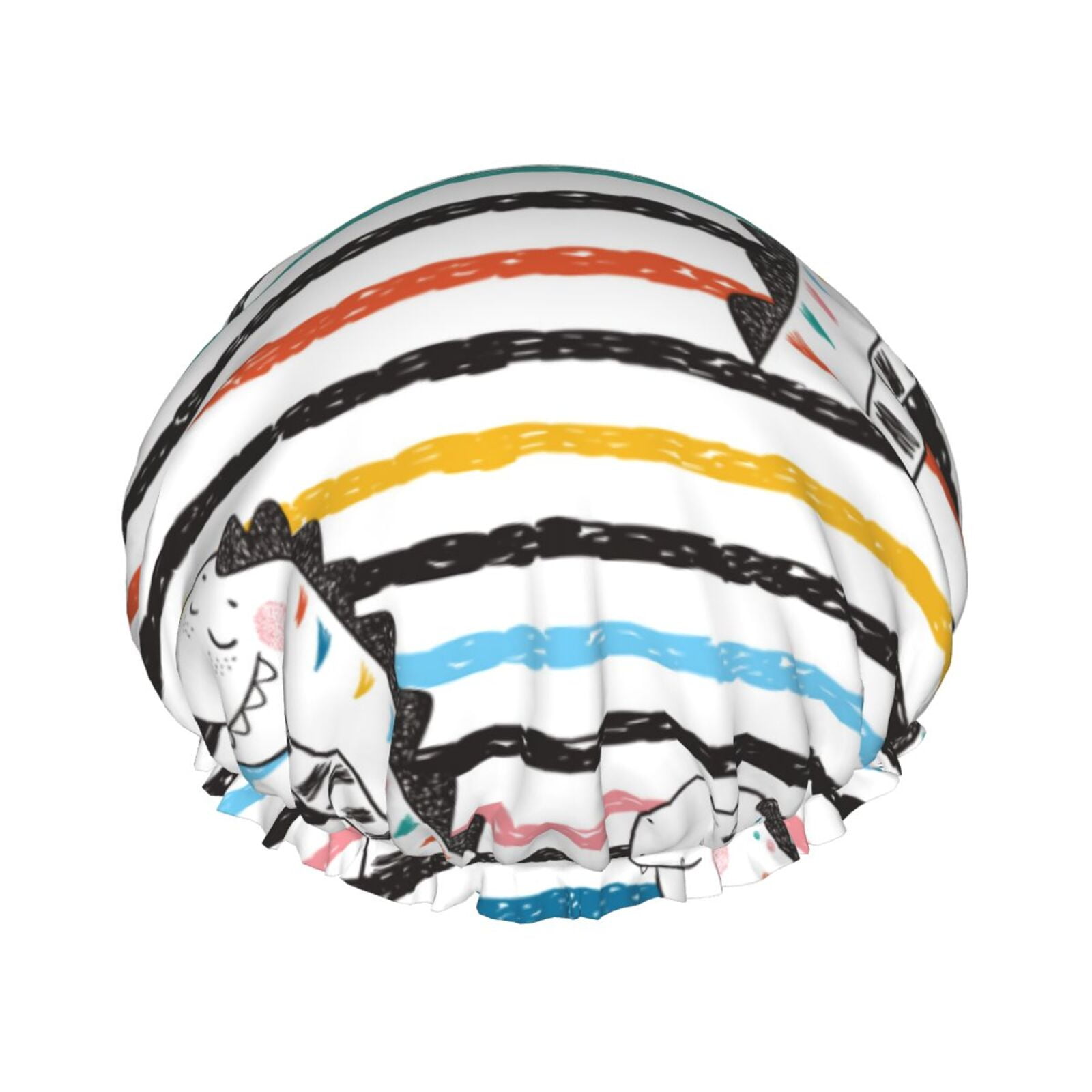 Balery Cartoon Dinosaurs Shower Caps, Double Layer Waterproof Shower ...