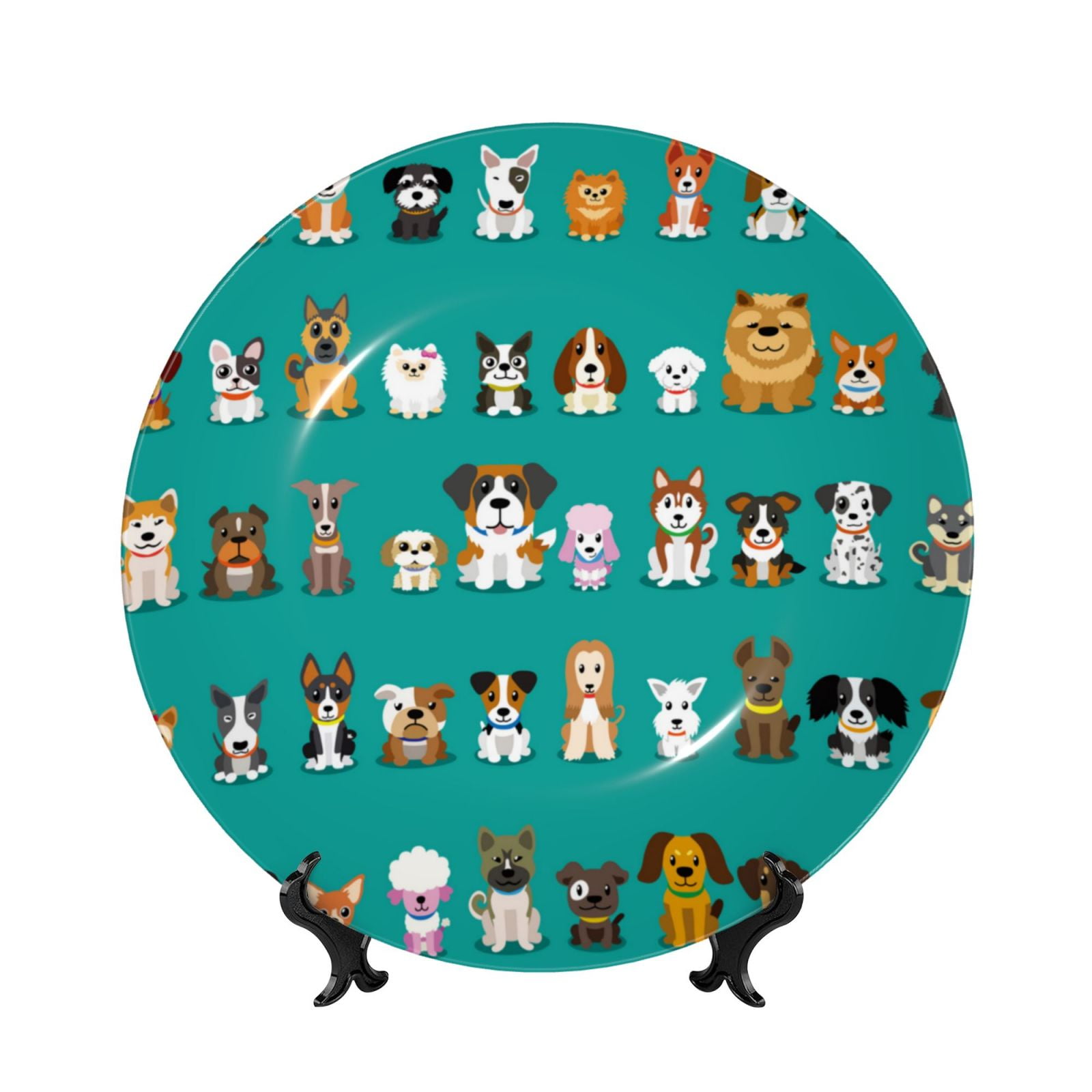 Balery Cartoon Dogs Print Bone China Decorative Plate Ceramic Dinner ...