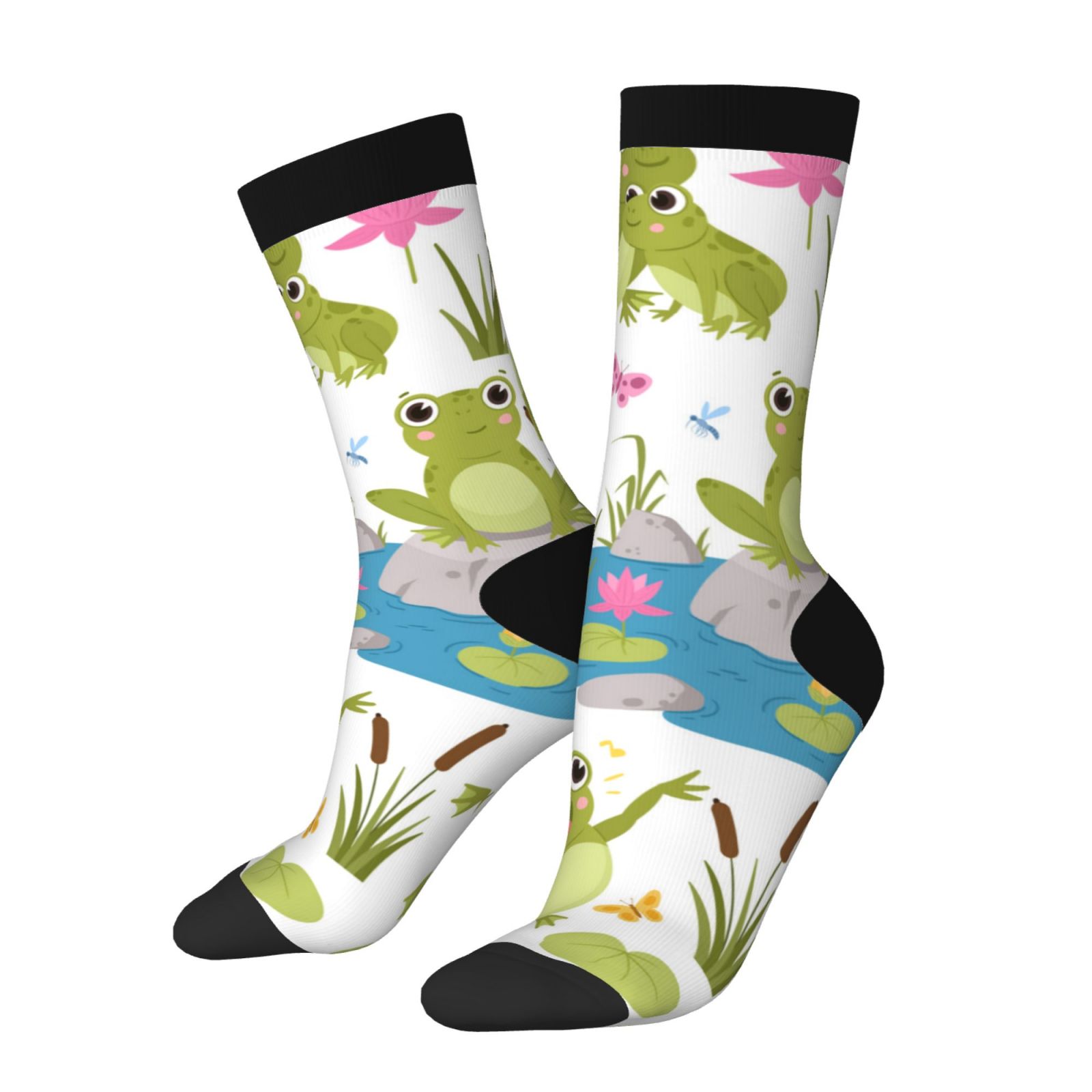 Balery Cartoon Frogs Pattern Crew Socks Unisex– Soft & Breathable Socks ...