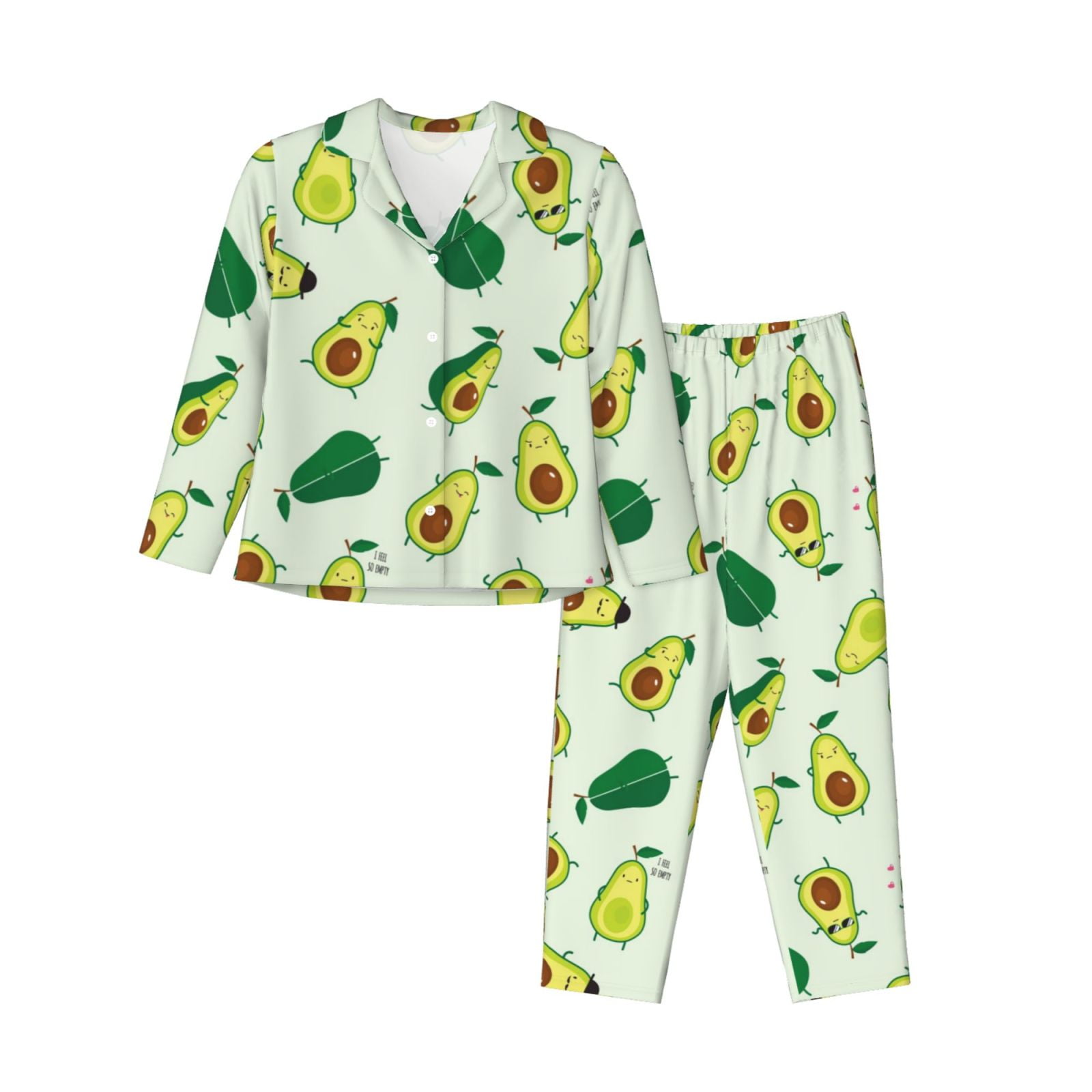 Balery Cartoon Fruit Pattern Pajama Sets for Women Long Sleeve 2 Piece ...