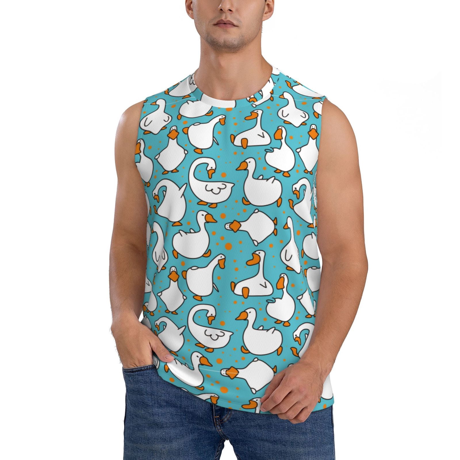 Balery Cartoon Funny Goose Men's Sleeveless Muscle Shirts Workout Tank ...