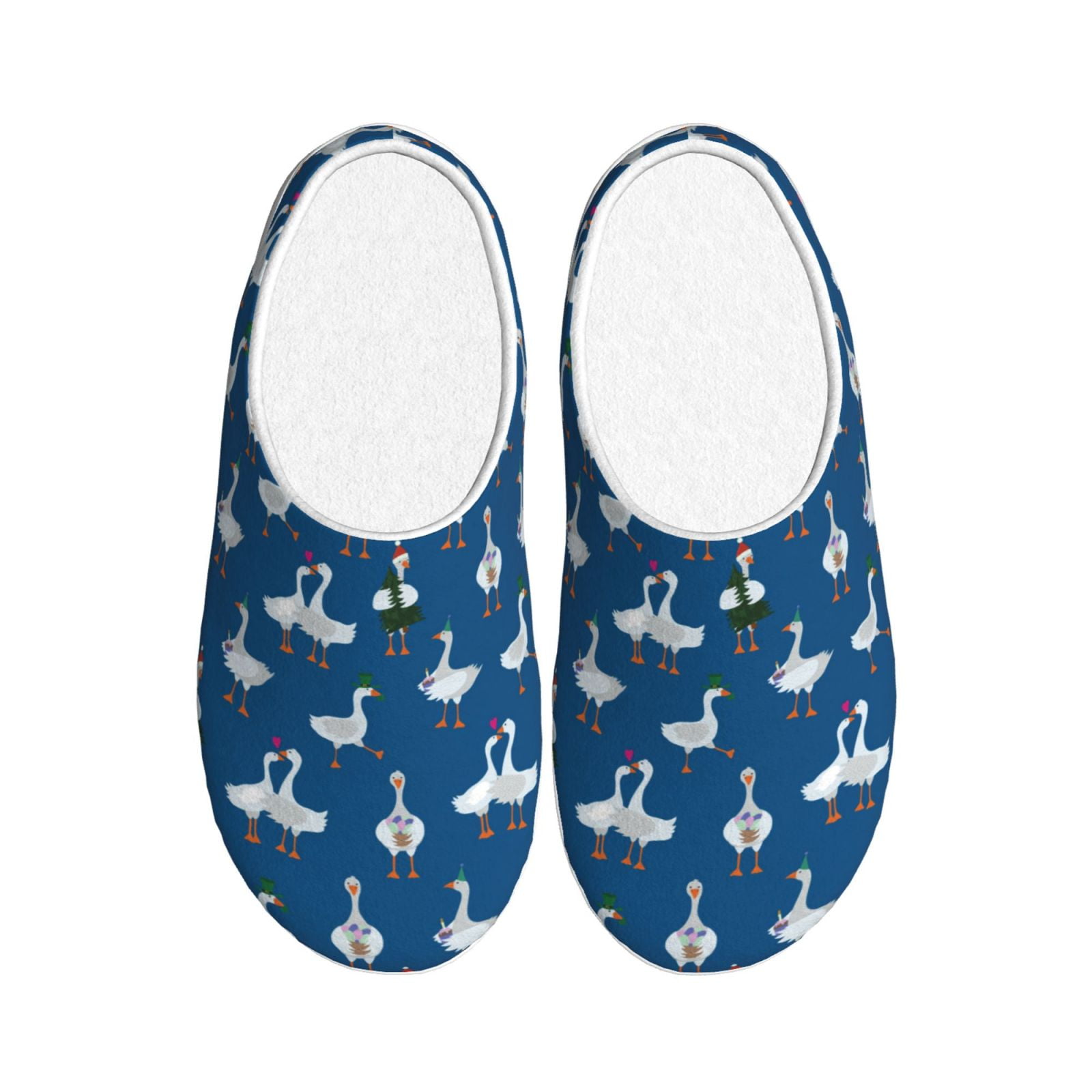 Balery Cartoon Geese With Xmas Pattern Women's Fuzzy Memory Foam ...