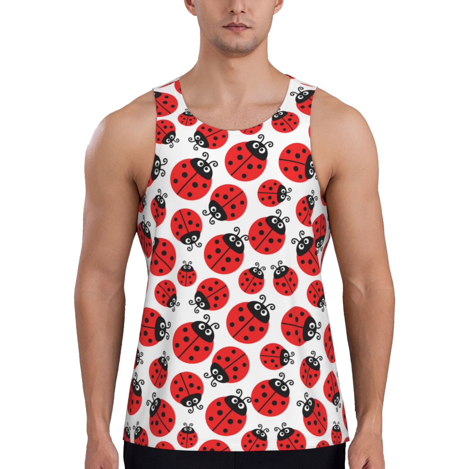 Balery Cartoon Ladybug Pattern Men's Workout Tank Top Gym Muscle Tee ...