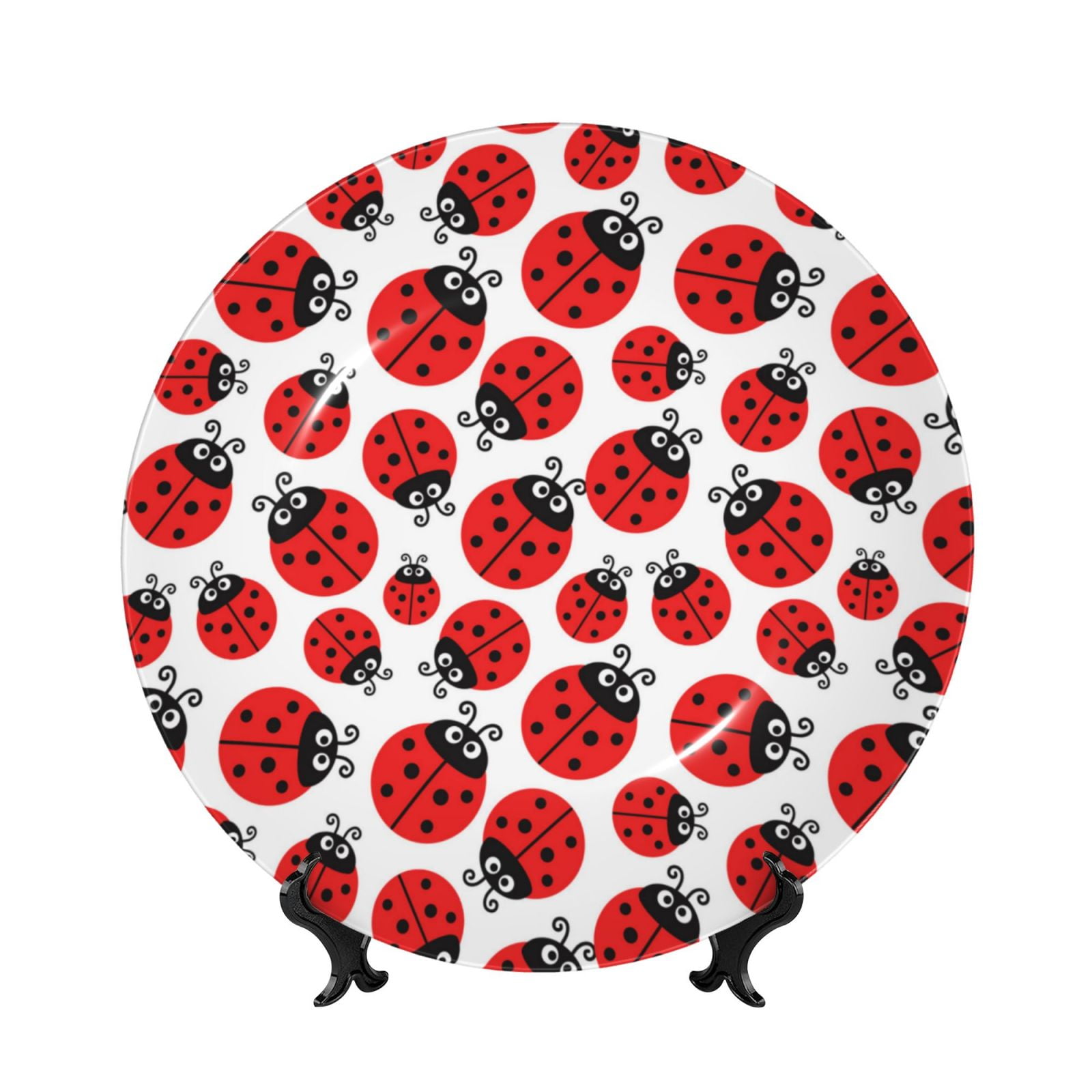 Balery Cartoon Ladybug Print Bone China Decorative Plate Ceramic Dinner ...