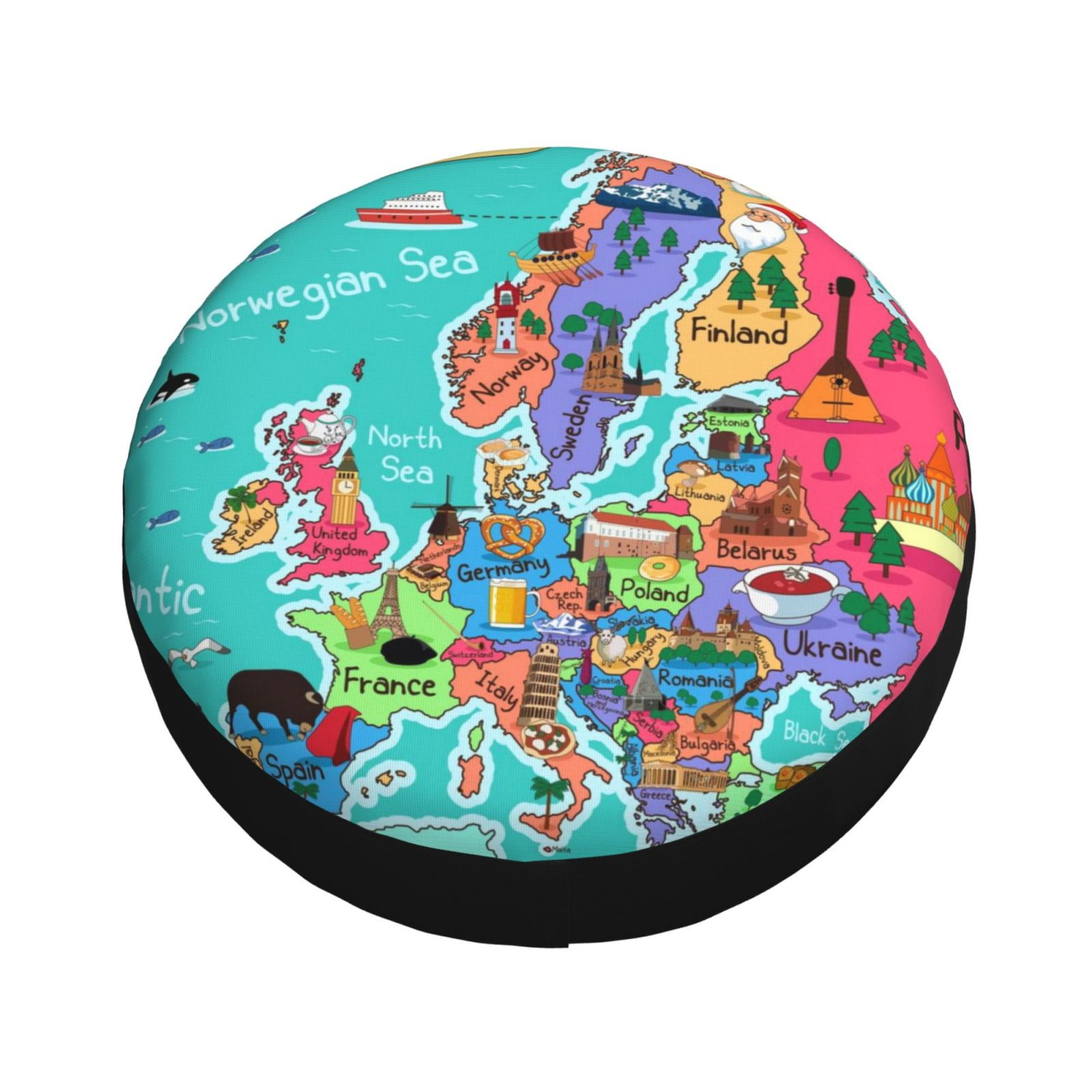 Balery Cartoon Map Of Europe Tire Covers - Tough Tire Wheel Protector ...