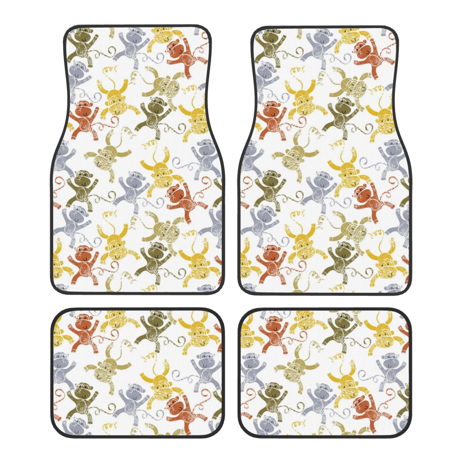 Balery Cartoon Monkey Pattern 4-Piece Floor Mats, Heavy-Duty Rubber ...