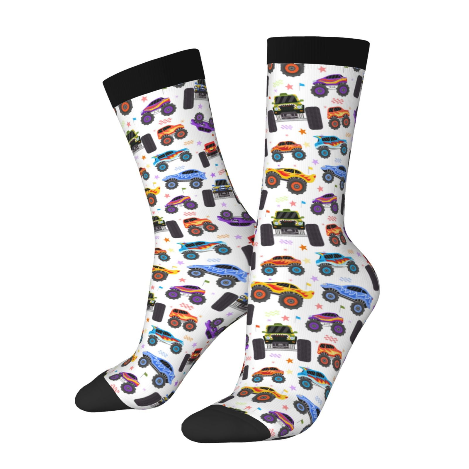 Balery Cartoon Monster Trucks1 Pattern Crew Socks Unisex– Soft ...