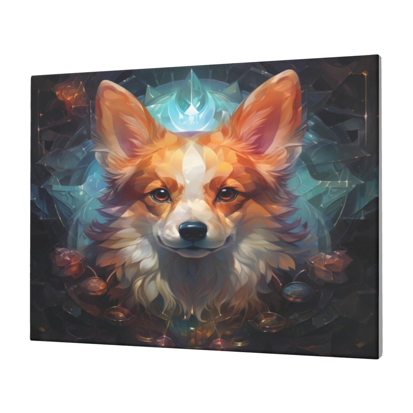 Balery Cartoon Pattern Corgi Pattern Canvas Decorative Picture ...