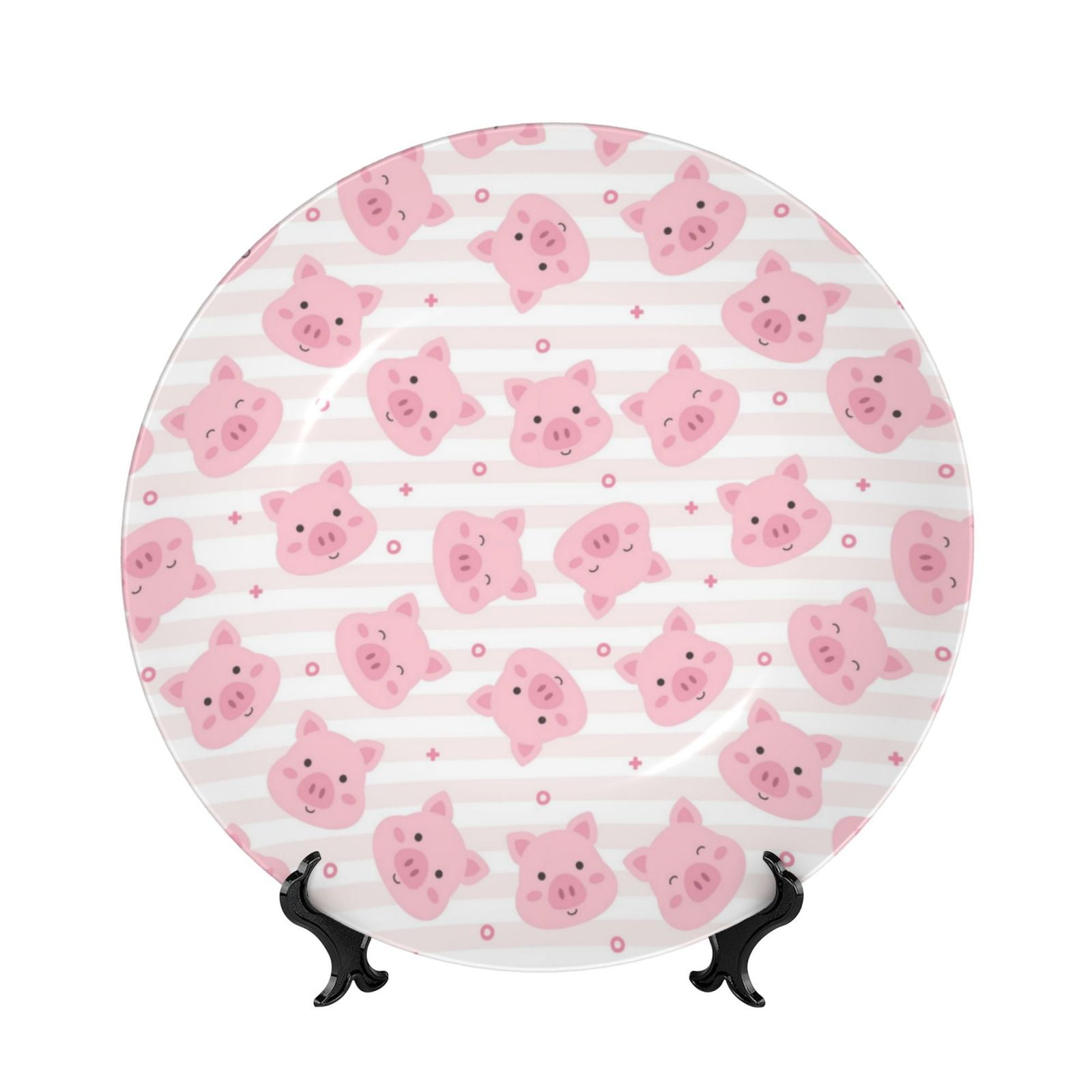 Balery Cartoon Pig Print Bone China Decorative Plate Ceramic Dinner ...
