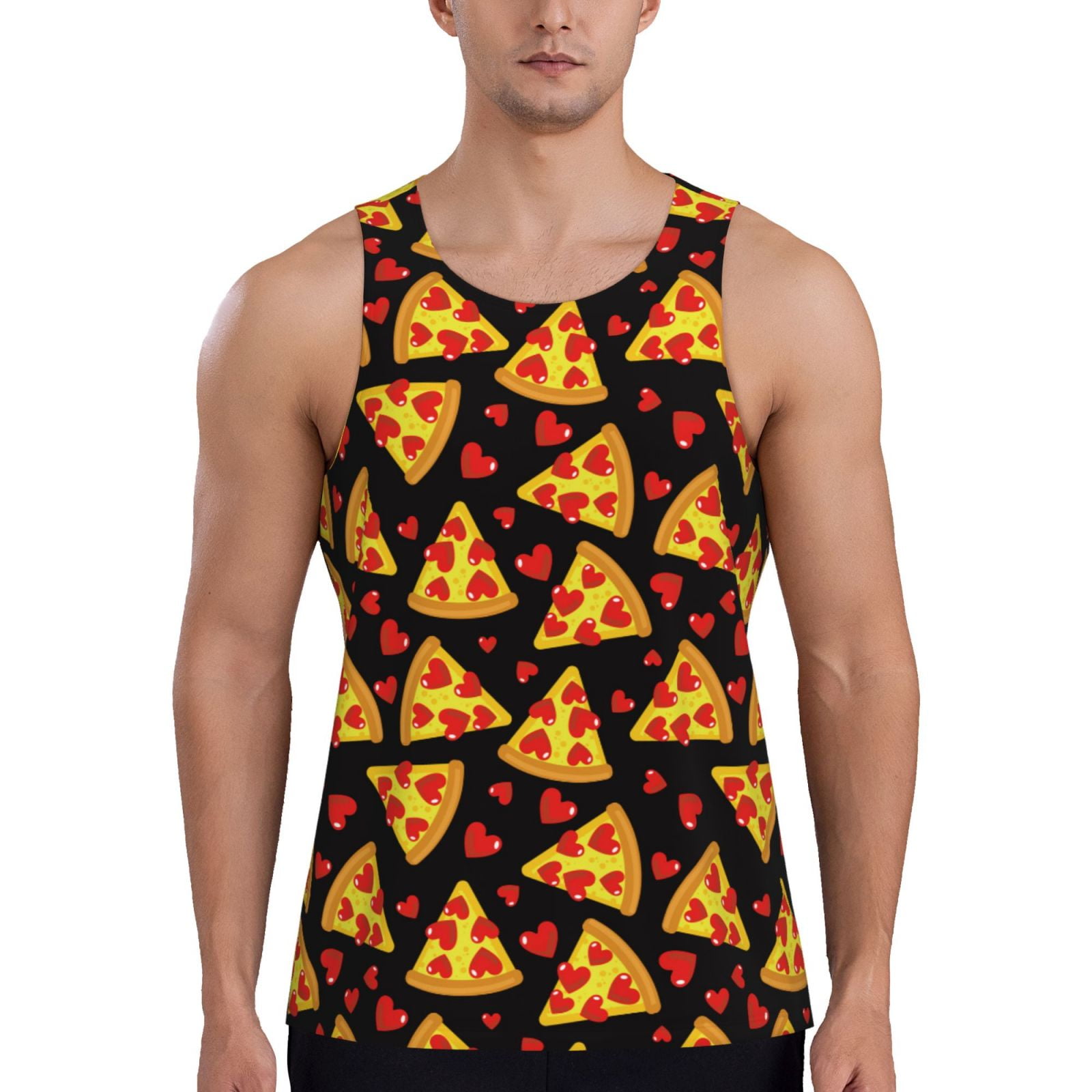 Balery Cartoon Pizza Pattern Men's Workout Tank Top Gym Muscle Tee ...