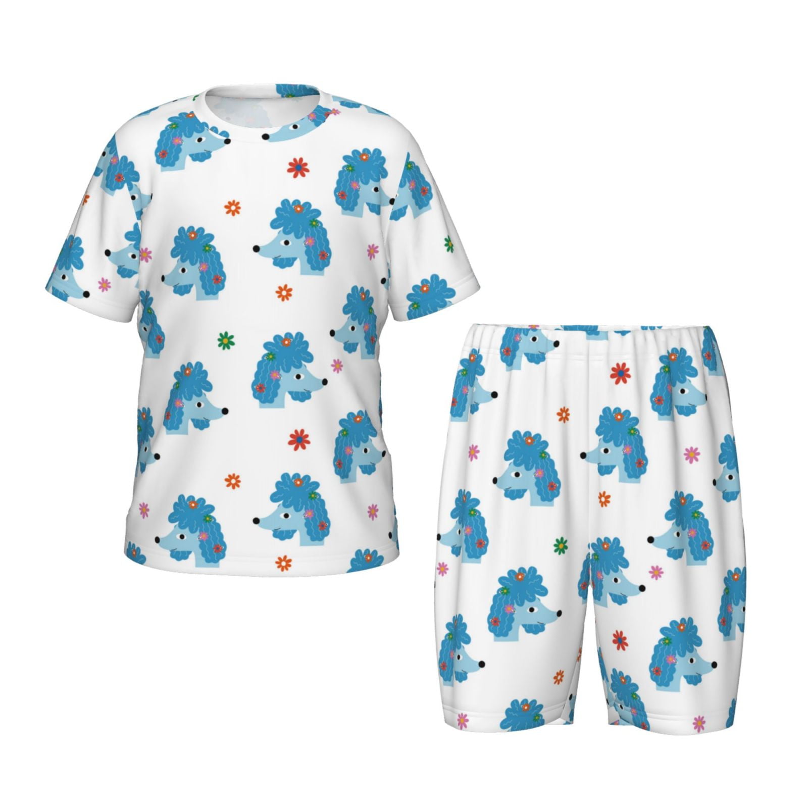 Balery Cartoon Poodle Dog Pattern Kids’ Short-Sleeved Pajama Set – Soft ...