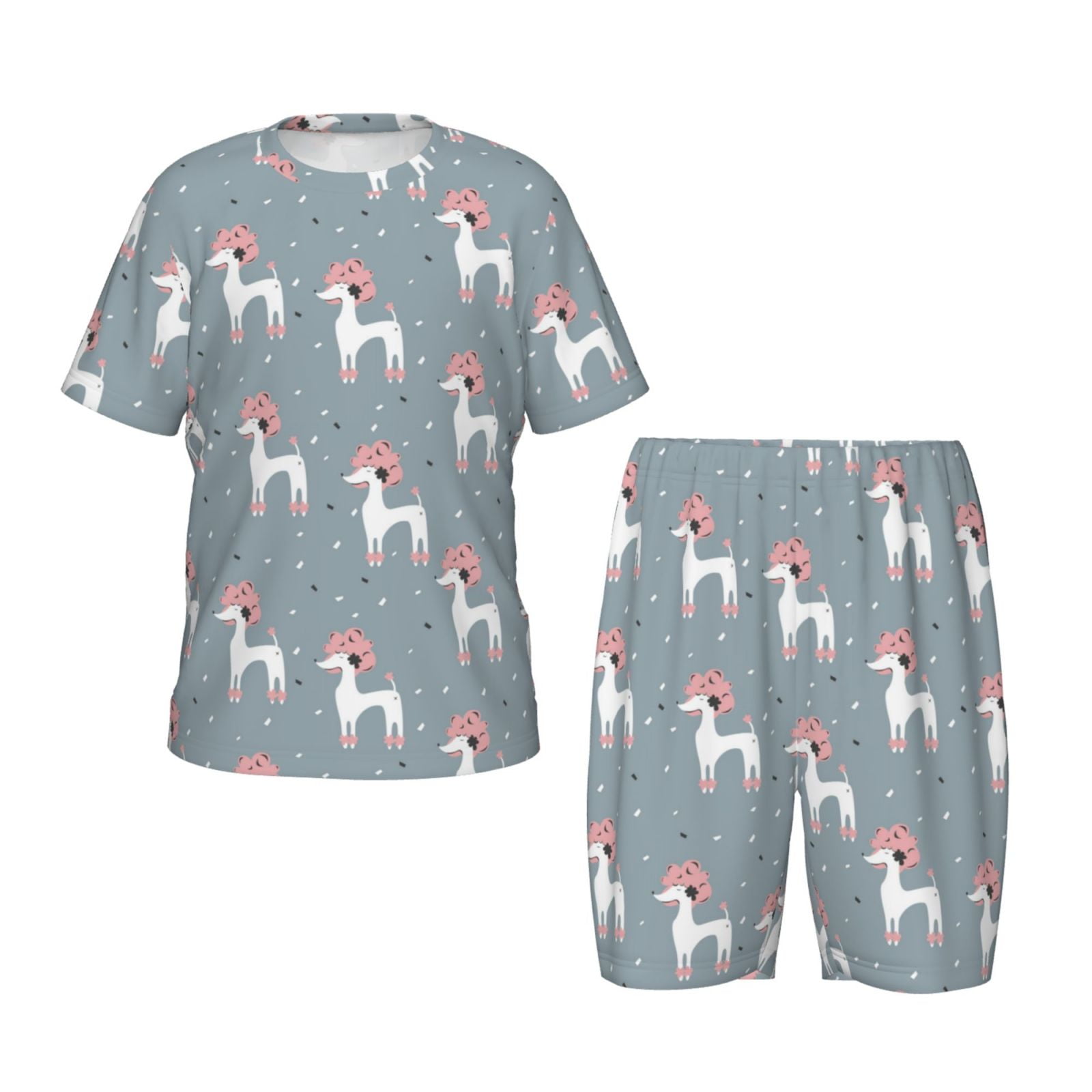 Balery Cartoon Poodle Dog Pattern Kids’ Short-Sleeved Pajama Set – Soft ...
