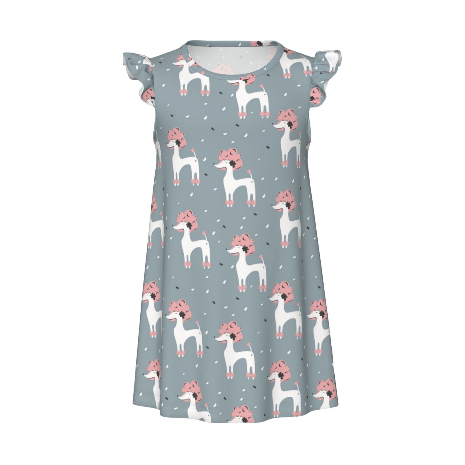 Balery Cartoon Poodle Dog Princess Nightgown for Girls Flutter Sleeve ...