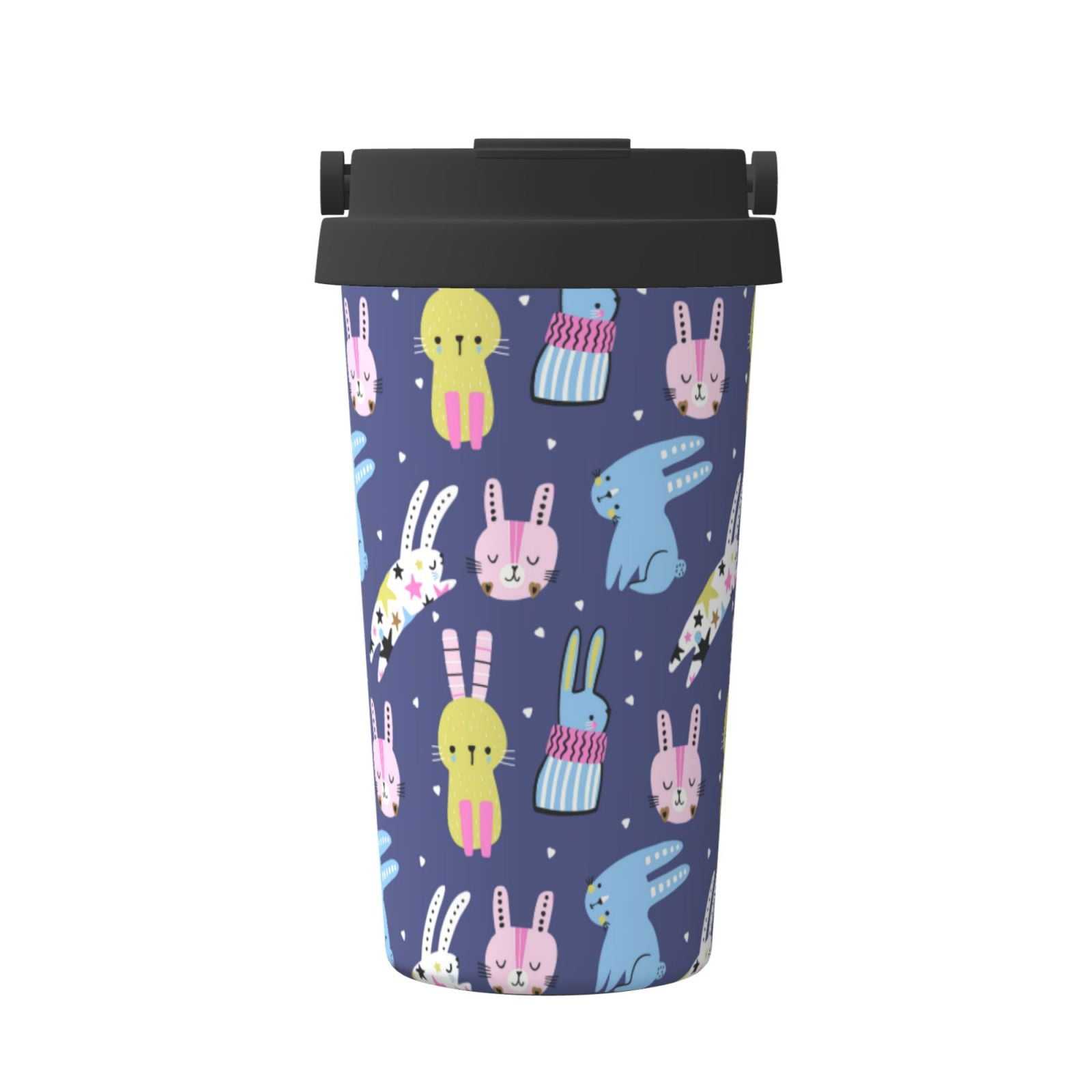 Balery Cartoon Rabbit Pattern Insulated Coffee Travel Mug Stainless ...