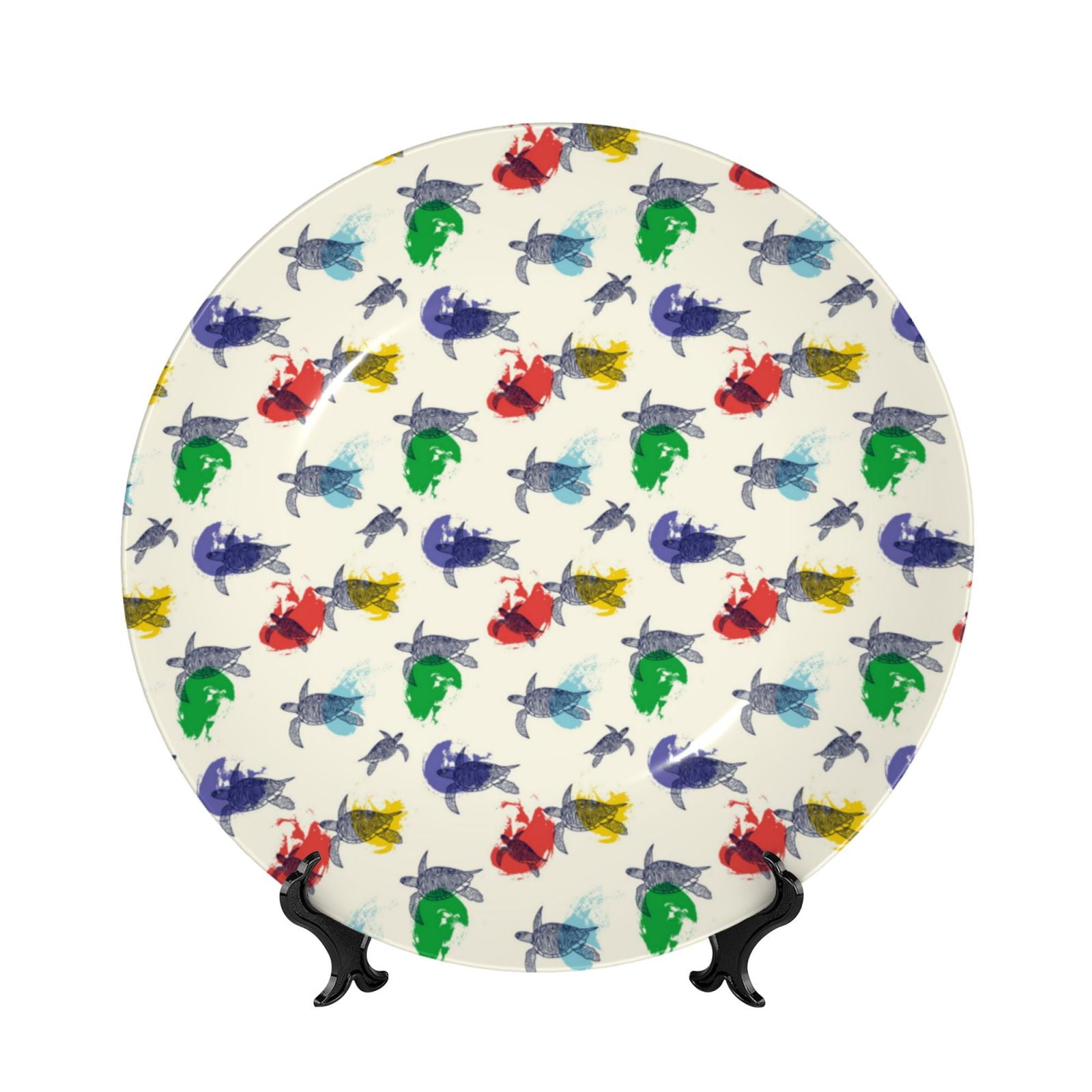 Balery Cartoon Sea Turtle Print Bone China Decorative Plate Ceramic ...