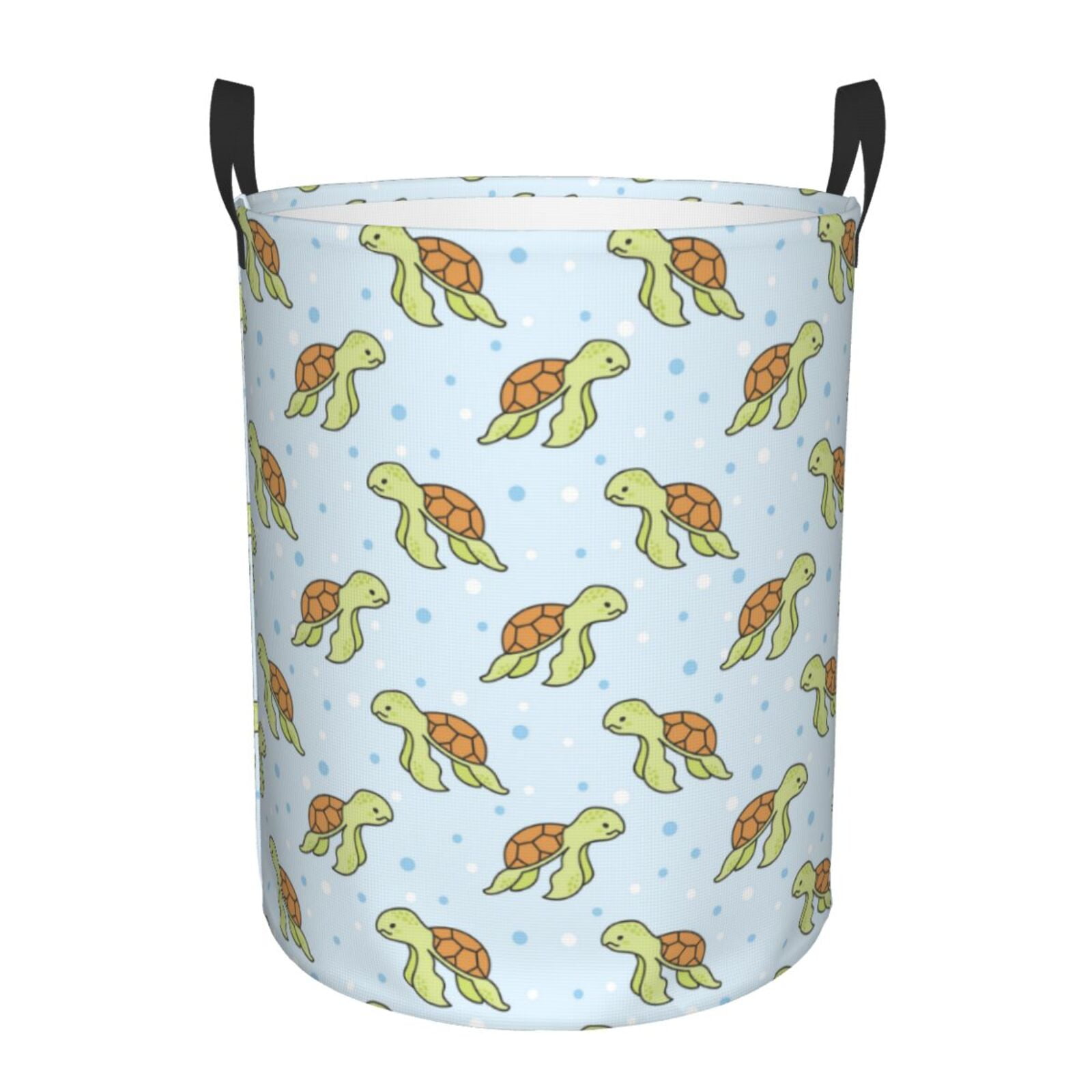 Balery Cartoon Sea Turtle Round Laundry Basket with Handles Waterproof ...