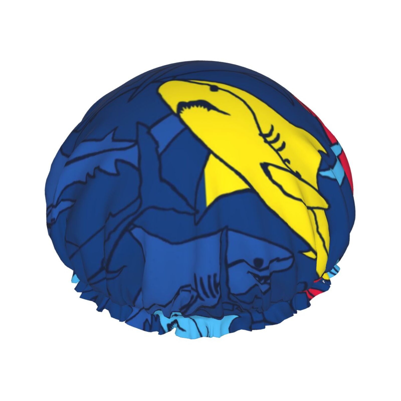 Balery Cartoon Shark Shower Caps, Double Layer Waterproof Shower Cap ...