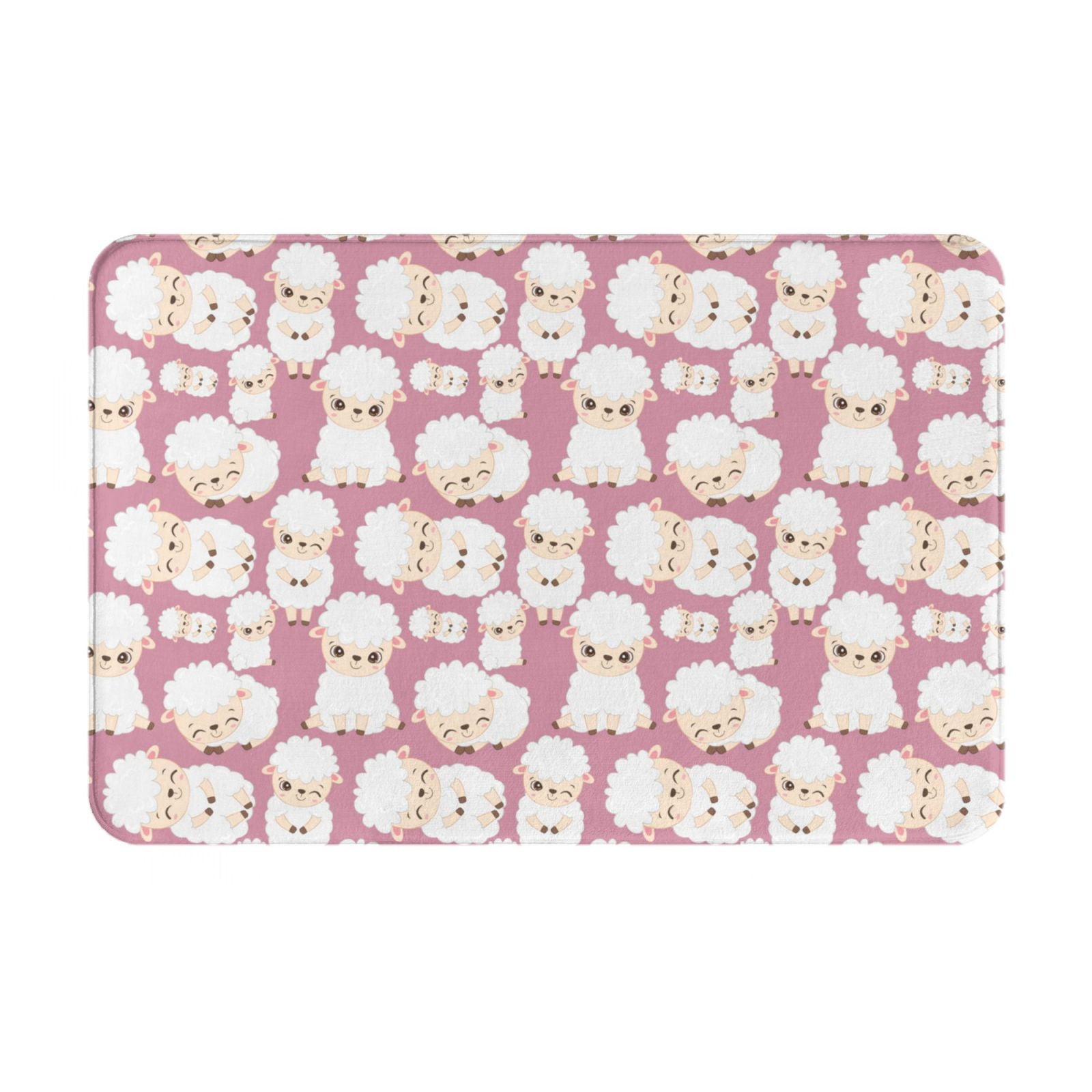 Balery Cartoon Sheep Doormat, Durable Flannel Fabric, Waterproof Stain ...