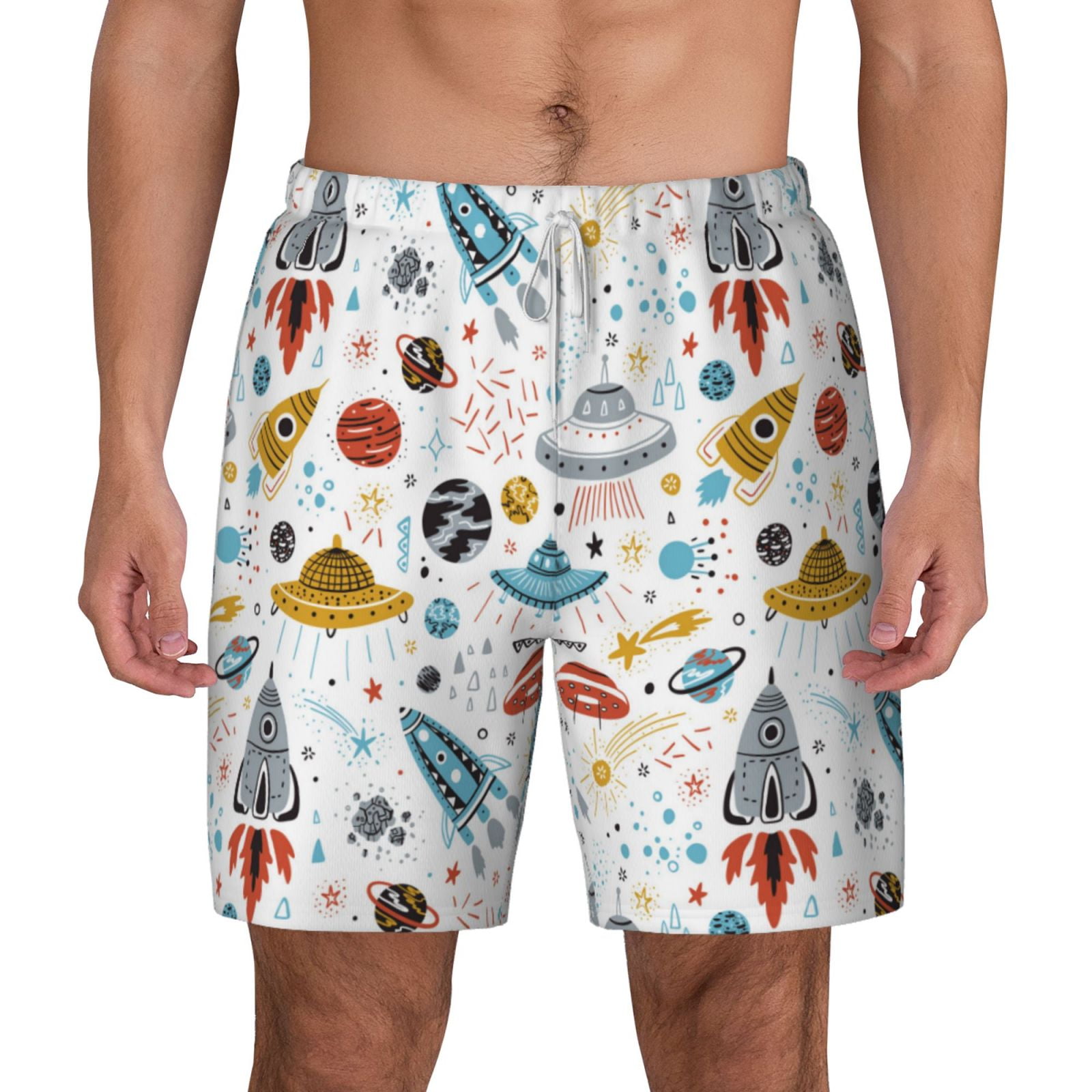 Balery Cartoon Space Mens Swim Trunks Swim Shorts for Men Quick Dry ...