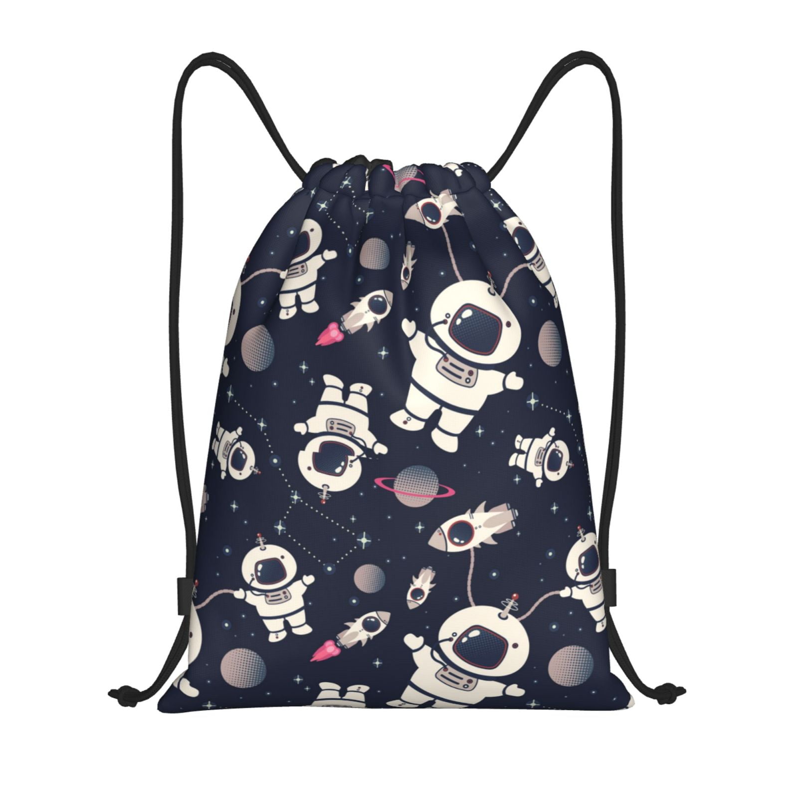 Balery Cartoon Spaceship Pattern Drawstring Backpack Bag Sport Gym ...