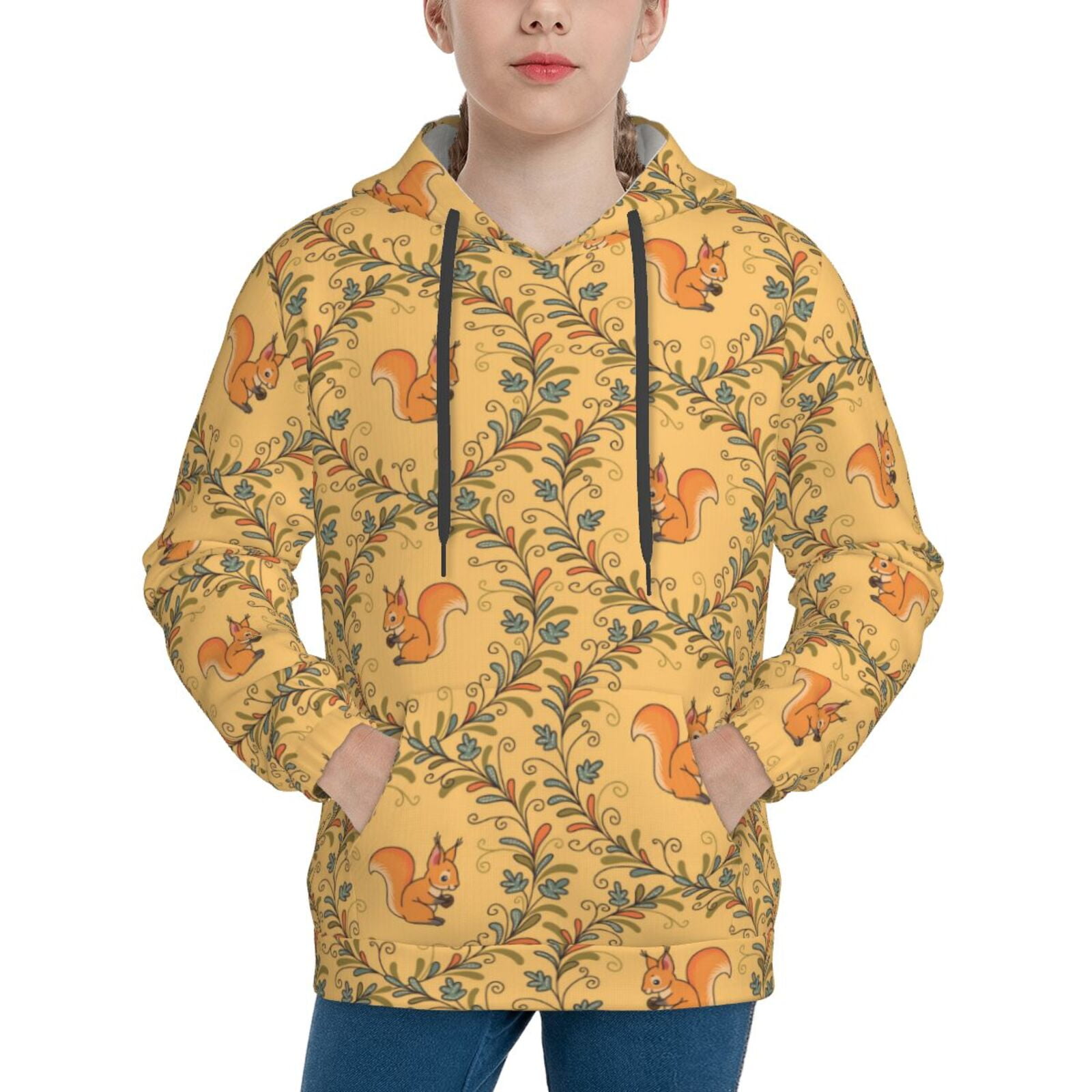 Balery Cartoon Squirrel Pattern Boys Hoodie, Youth Pullover Hooded ...