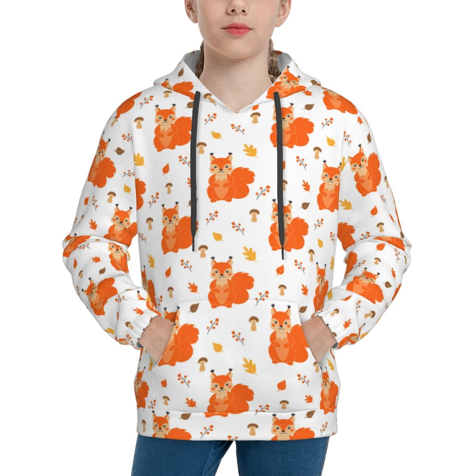 Balery Cartoon Squirrel Pattern Boys Hoodie, Youth Pullover Hooded ...