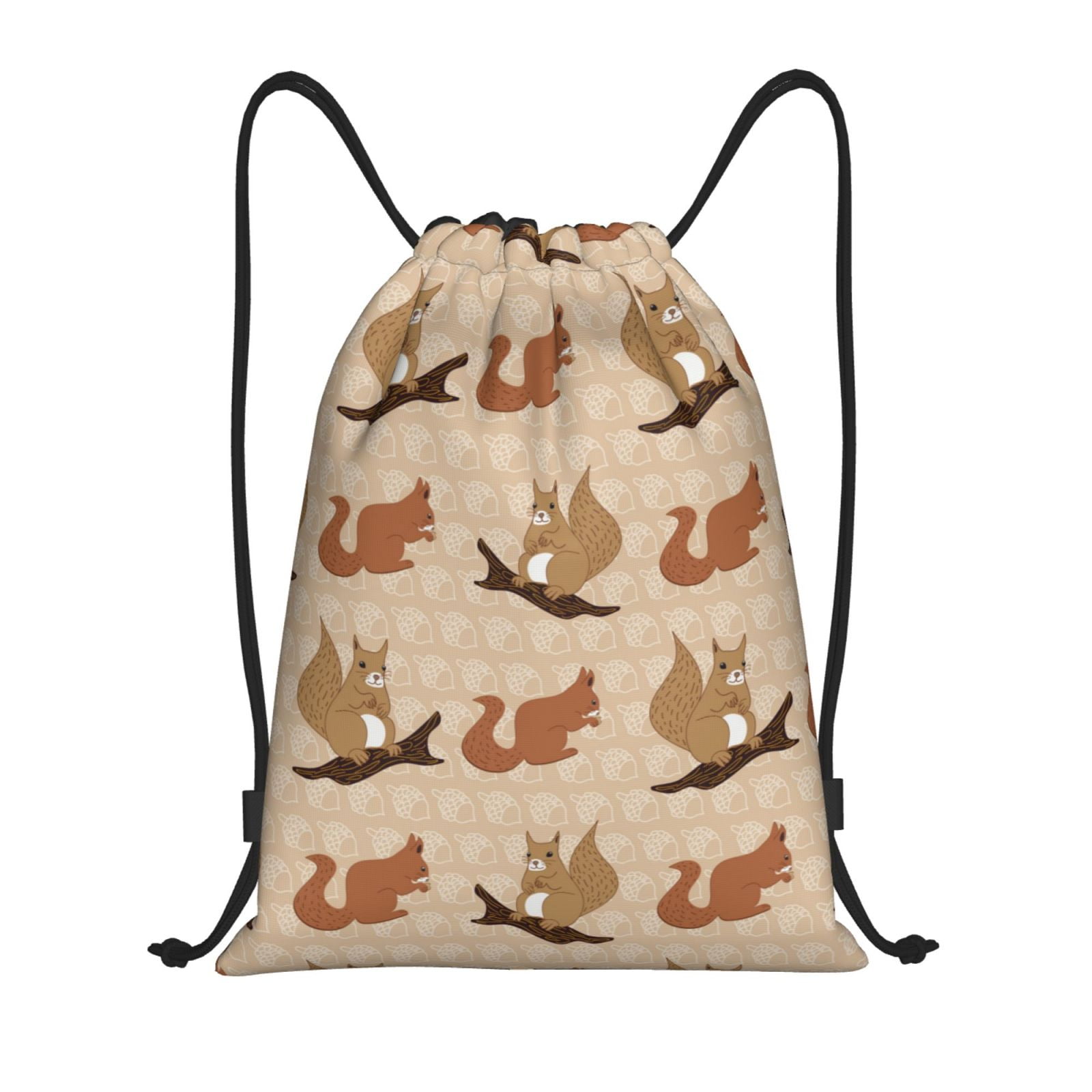 Balery Cartoon Squirrel Pattern Drawstring Backpack Bag Sport Gym ...