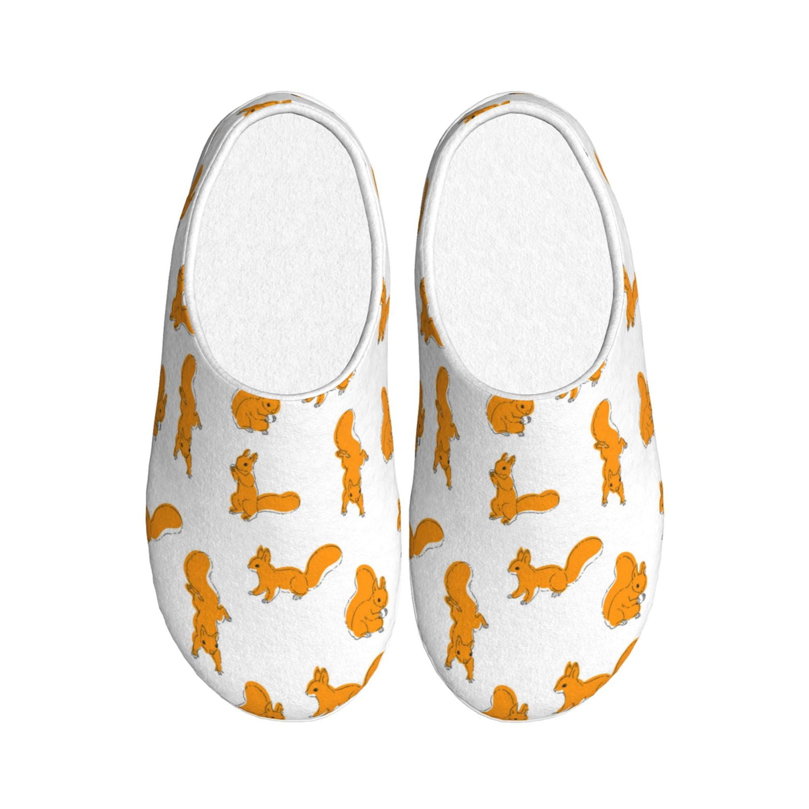 Balery Cartoon Squirrel Pattern Women's Fuzzy Memory Foam Slippers ...
