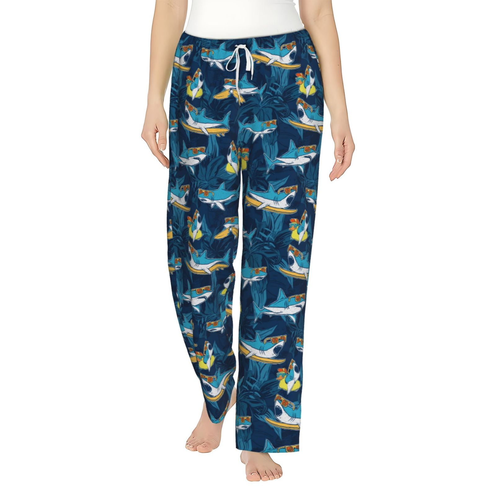 Balery Cartoon Surfer Sharks print Women's Pajama Pants,Ultra ...