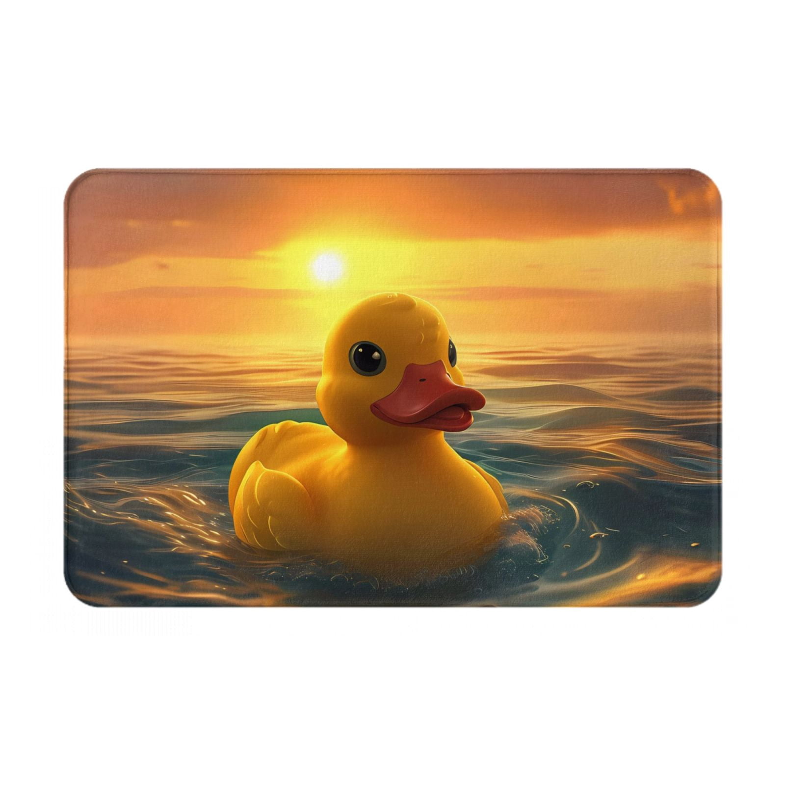 Balery Cartoon Swimming Yellow Duck Doormat, Durable Flannel Fabric ...