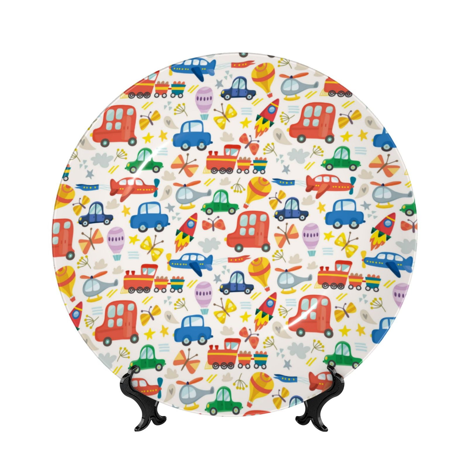 Balery Cartoon Transportation Print Bone China Decorative Plate Ceramic ...