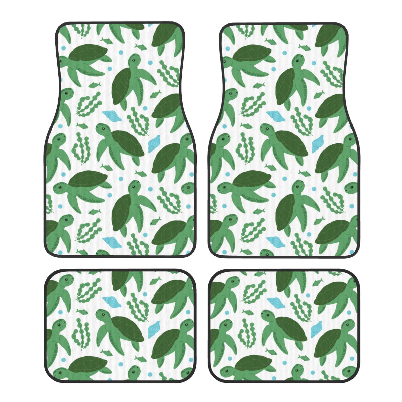 Balery Cartoon Turtle Pattern 4-Piece Floor Mats, Heavy-Duty Rubber ...