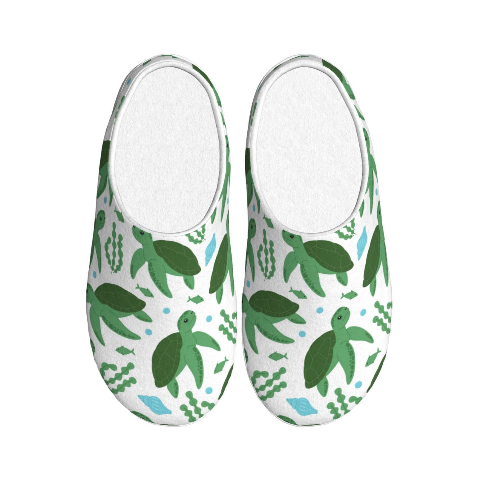 Balery Cartoon Turtle Pattern Women's Fuzzy Memory Foam Slippers Fluffy ...