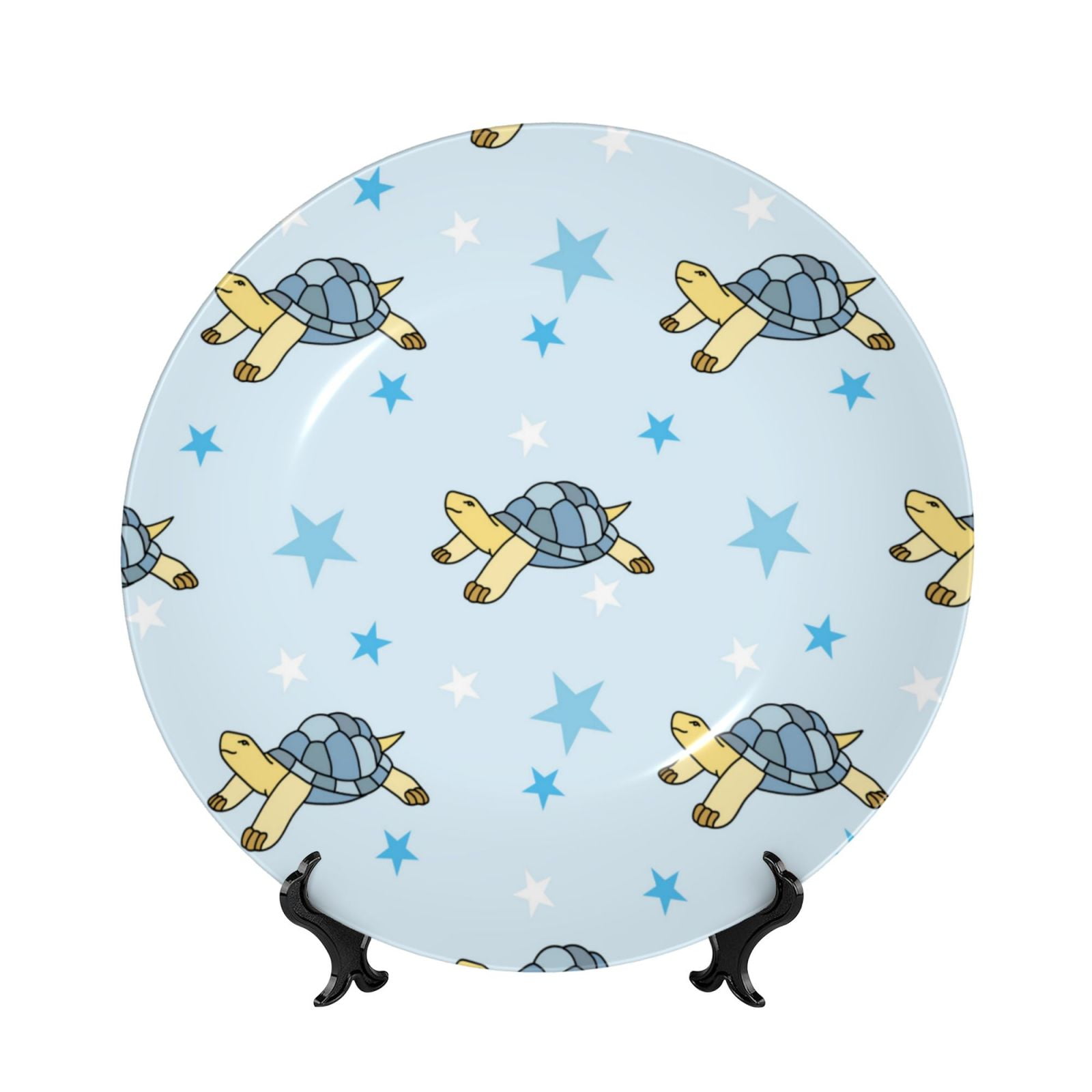 Balery Cartoon Turtle Print Bone China Decorative Plate Ceramic Dinner ...