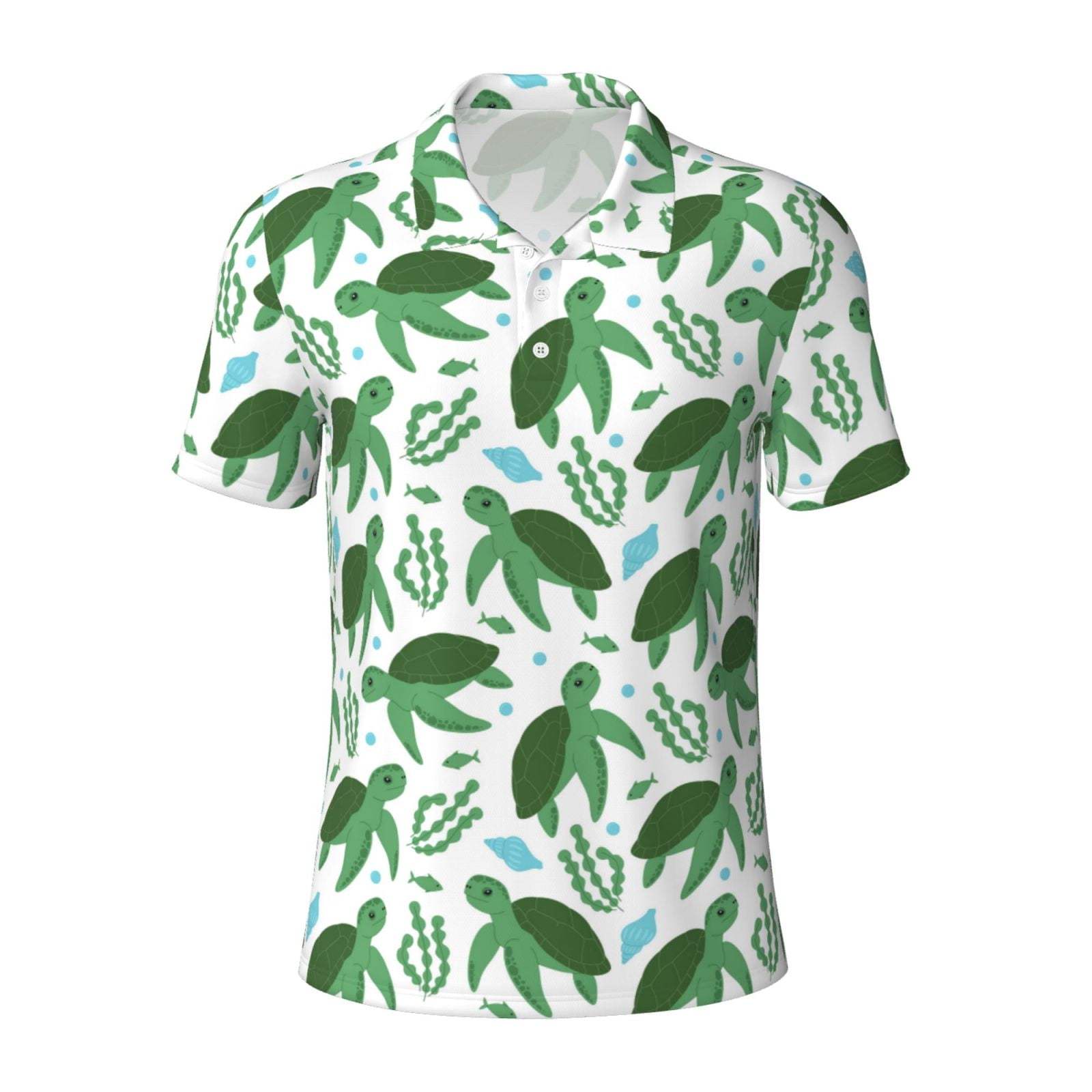 Balery Cartoon Turtle Printed Men’s Short Sleeve Polo Shirt, Midweight ...