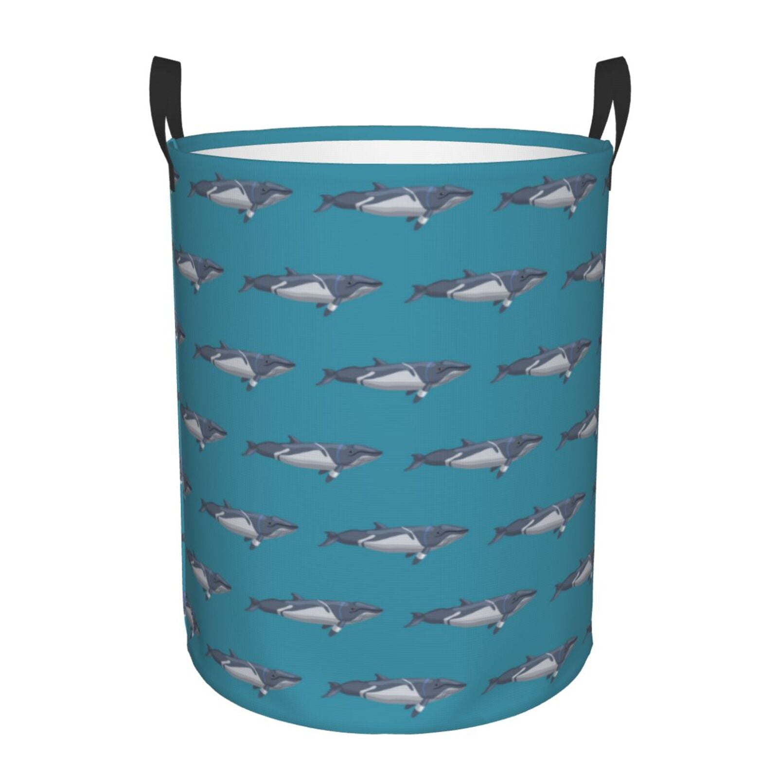 Balery Cartoon Whale Round Laundry Basket with Handles Waterproof ...