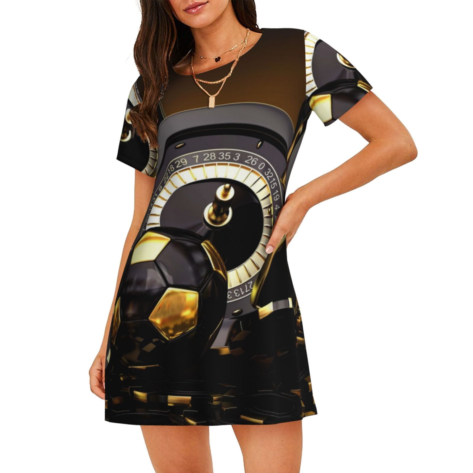 Balery Casino Cards Pattern Womens Short Sleeve Sleepshirt Scoopneck ...