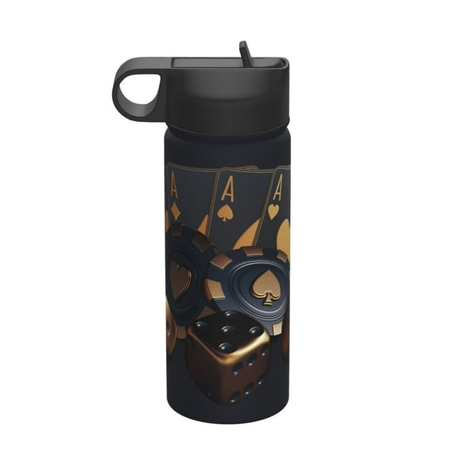 Balery Casino Cards Poker Pattern Water Bottle,18oz Sports Insulated ...