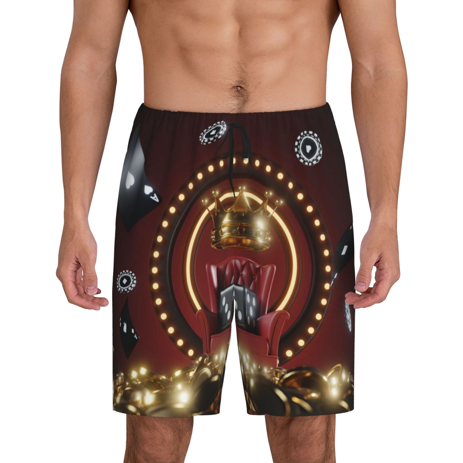 Balery Casino King And Playing Cards Men's Cotton Knit Pajama Shorts ...