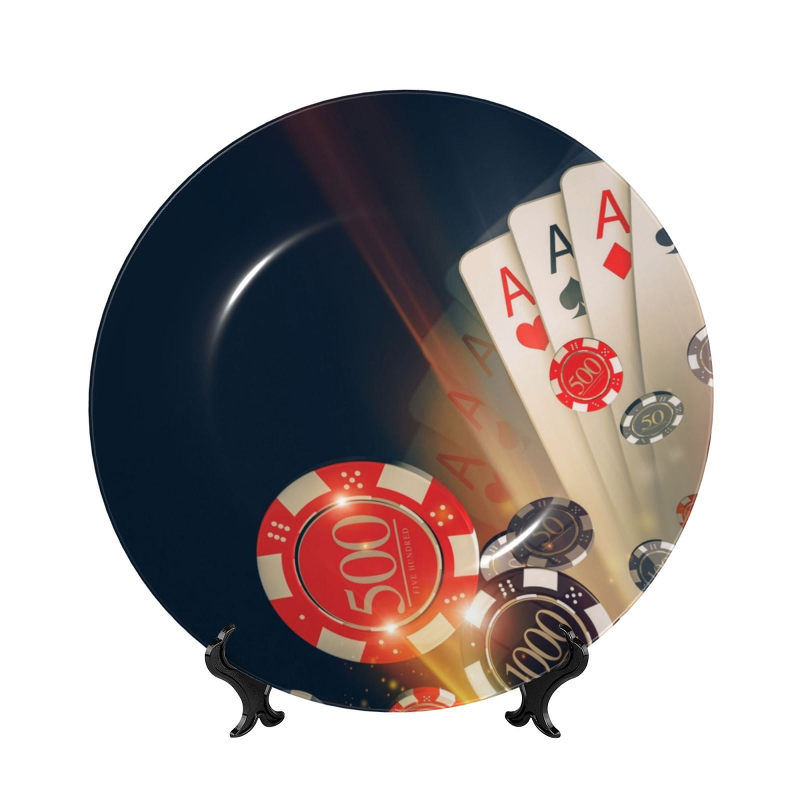 Balery Casino Poker Chips Print Bone China Decorative Plate Ceramic ...