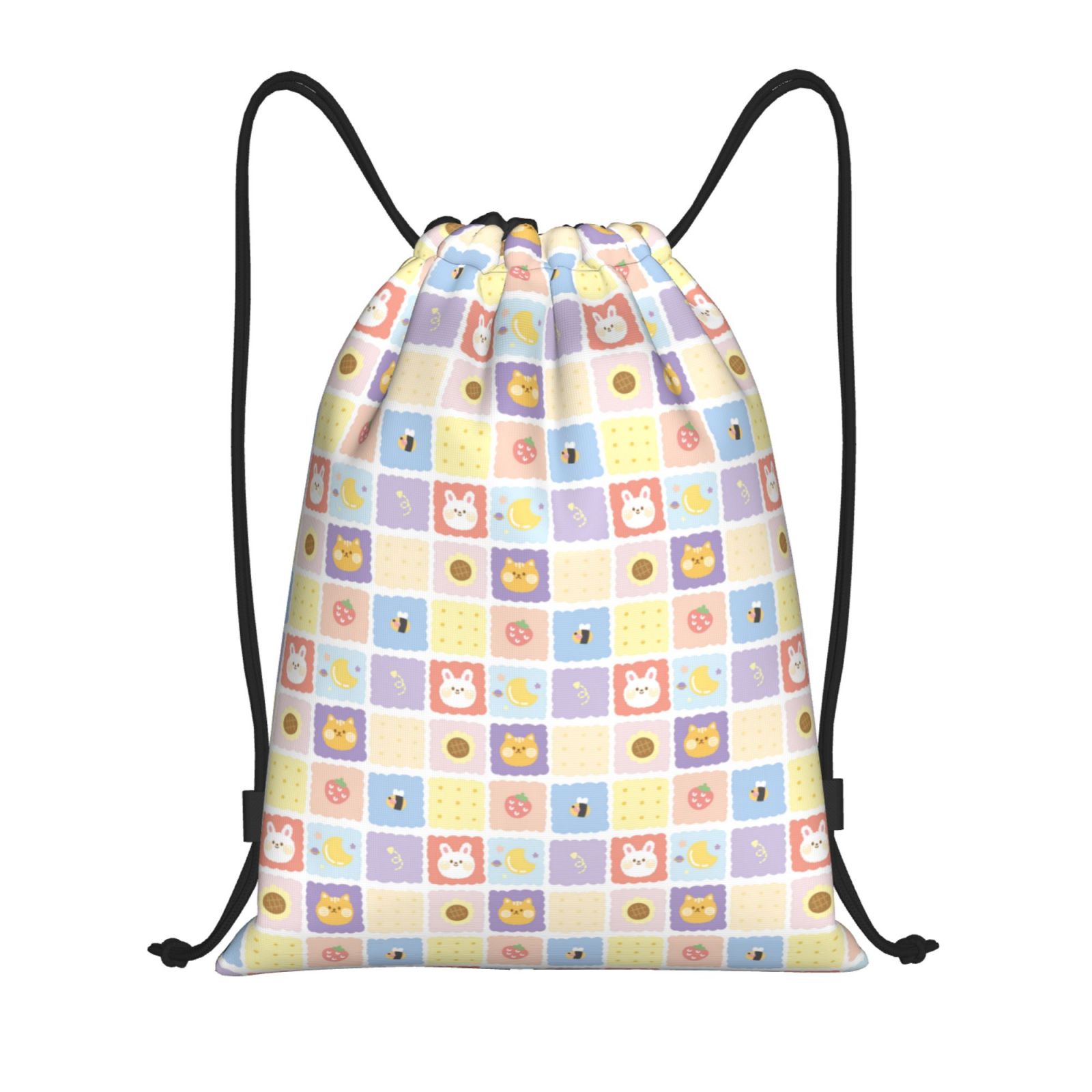 Balery Cat And Rabbit Pattern Drawstring Backpack Bag Sport Gym ...