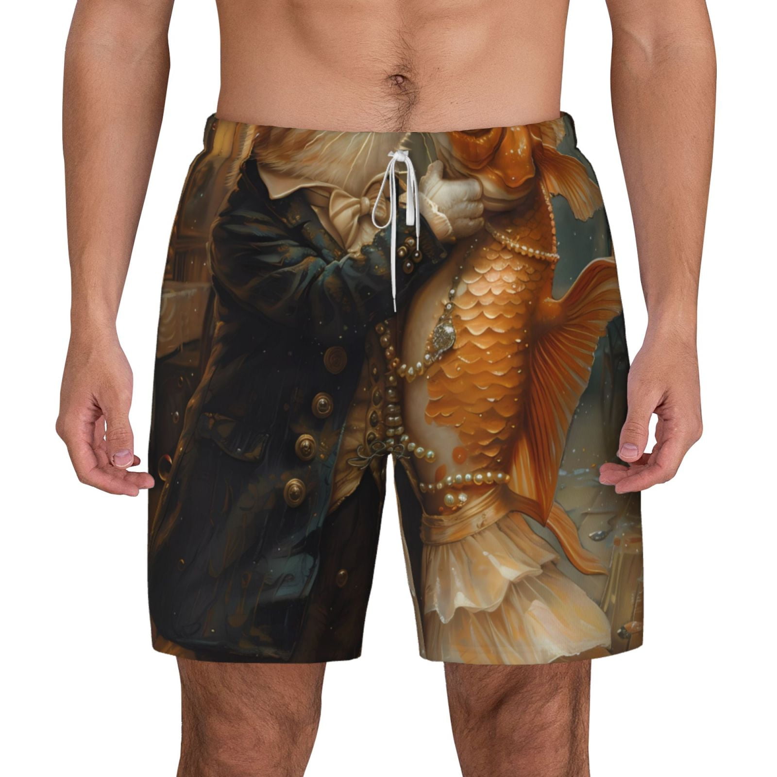 Balery Cat Fish Dance Vintage Mens Swim Trunks Swim Shorts for Men ...