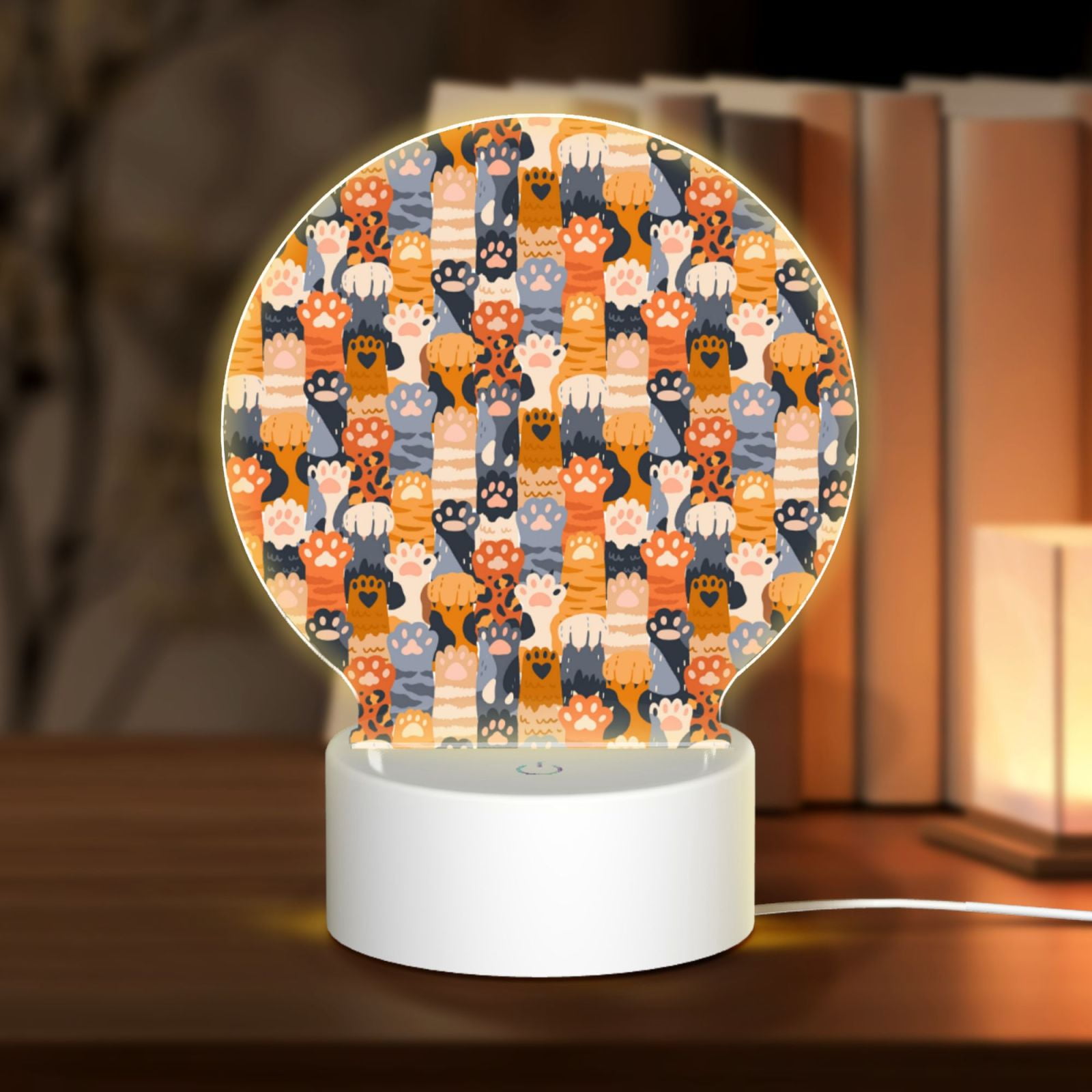 Balery Cat Paws Pattern Acrylic Night Light Gift with 3 Color ...