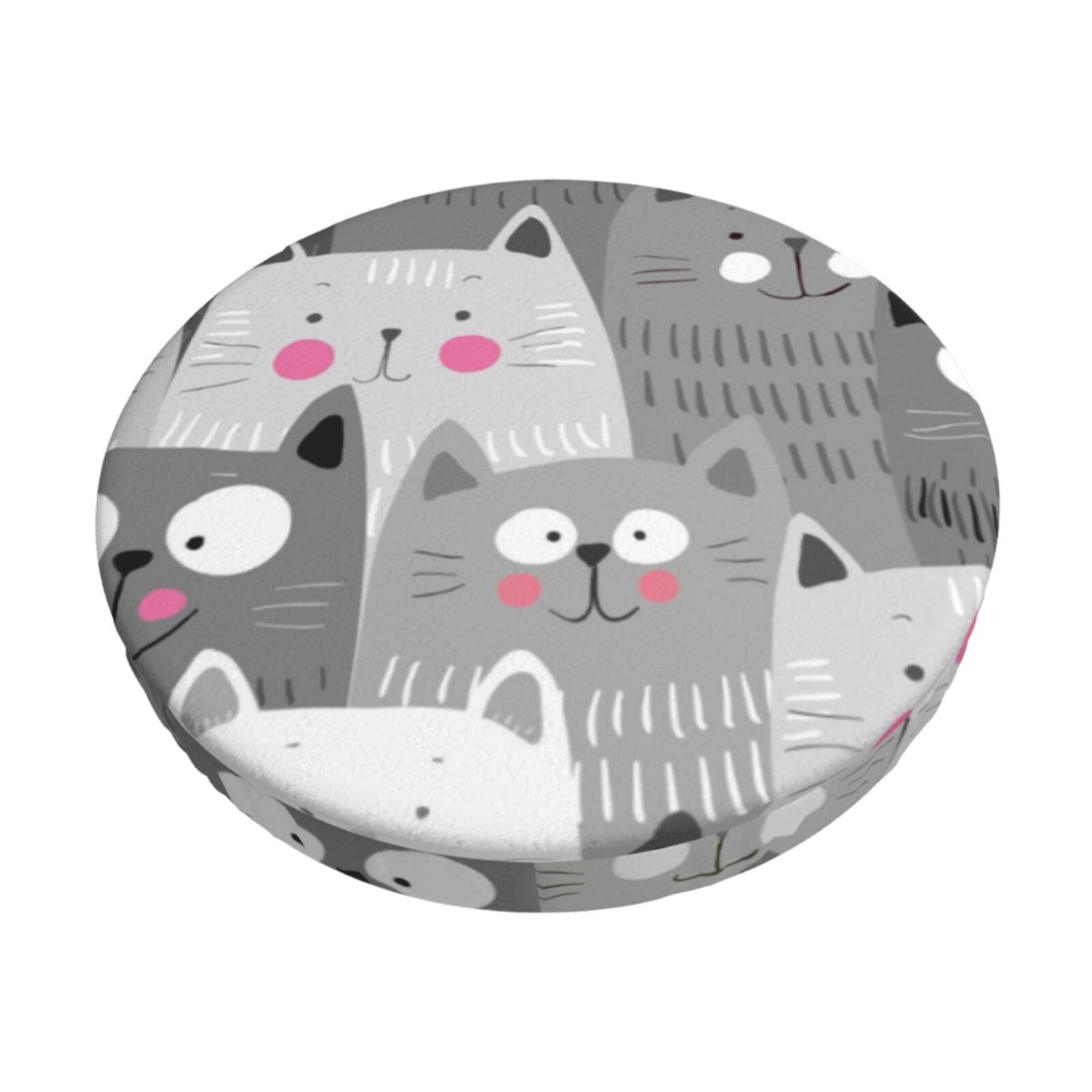 Balery Cats Group Round Bar Stool Seat Covers Velvet Fabric Adjustable ...