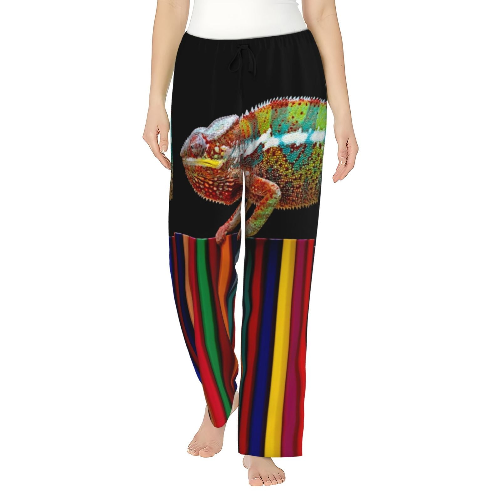 Balery Chameleon Panther On Colored Pencils print Women's Pajama Pants ...