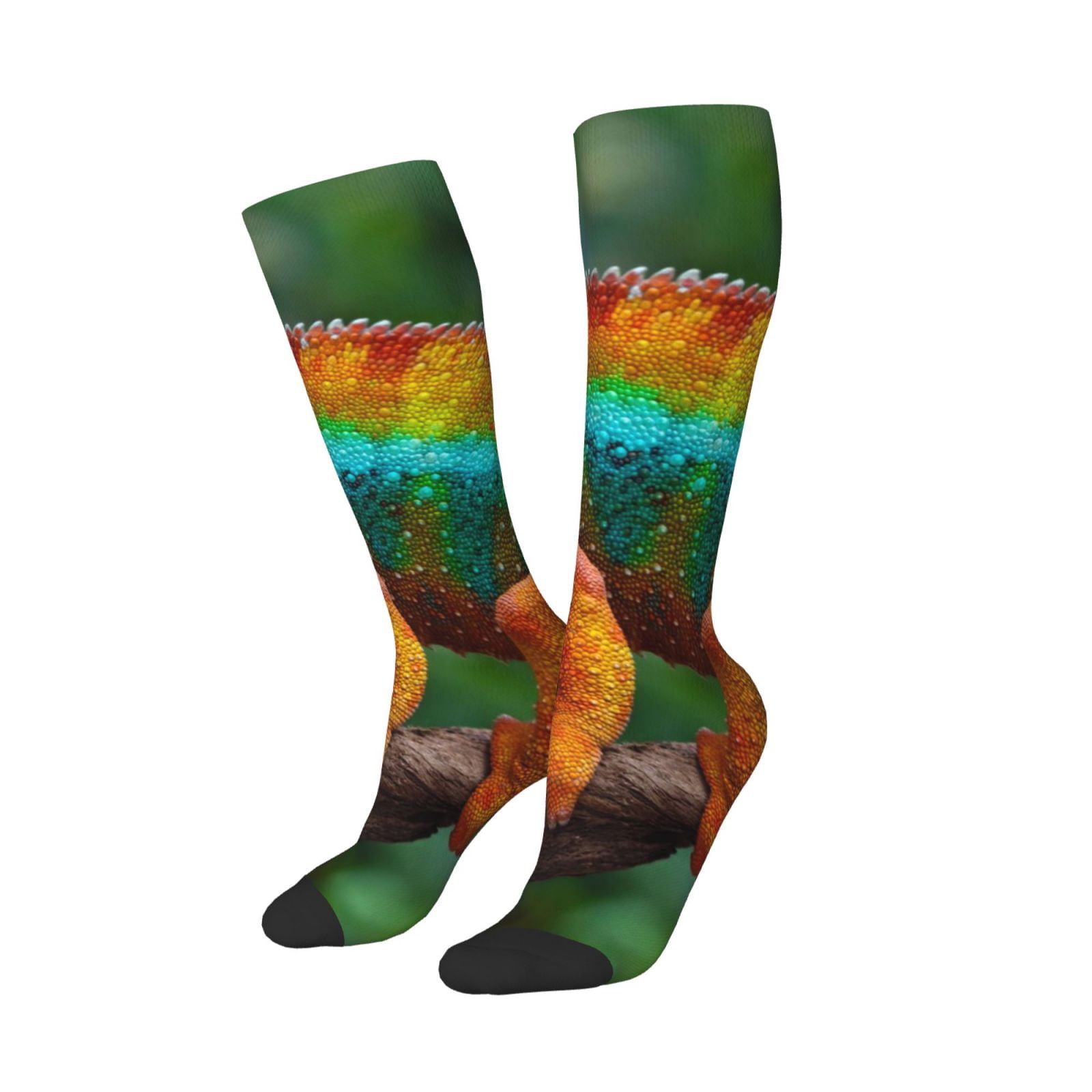 Balery Chameleon Printed Novelty Socks Men's Women's Crew Socks Sports ...