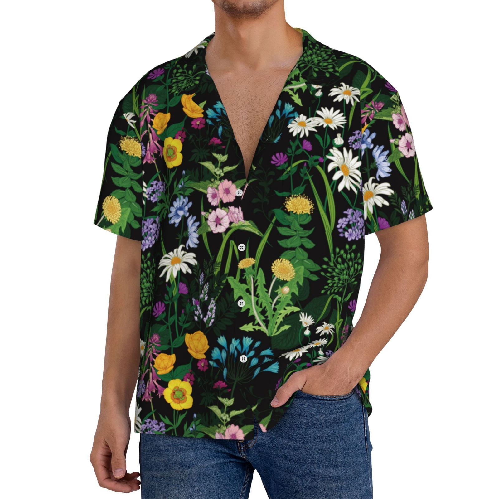 Balery Chamomile Men's Casual Button Down Shirt Short Sleeve Textured ...