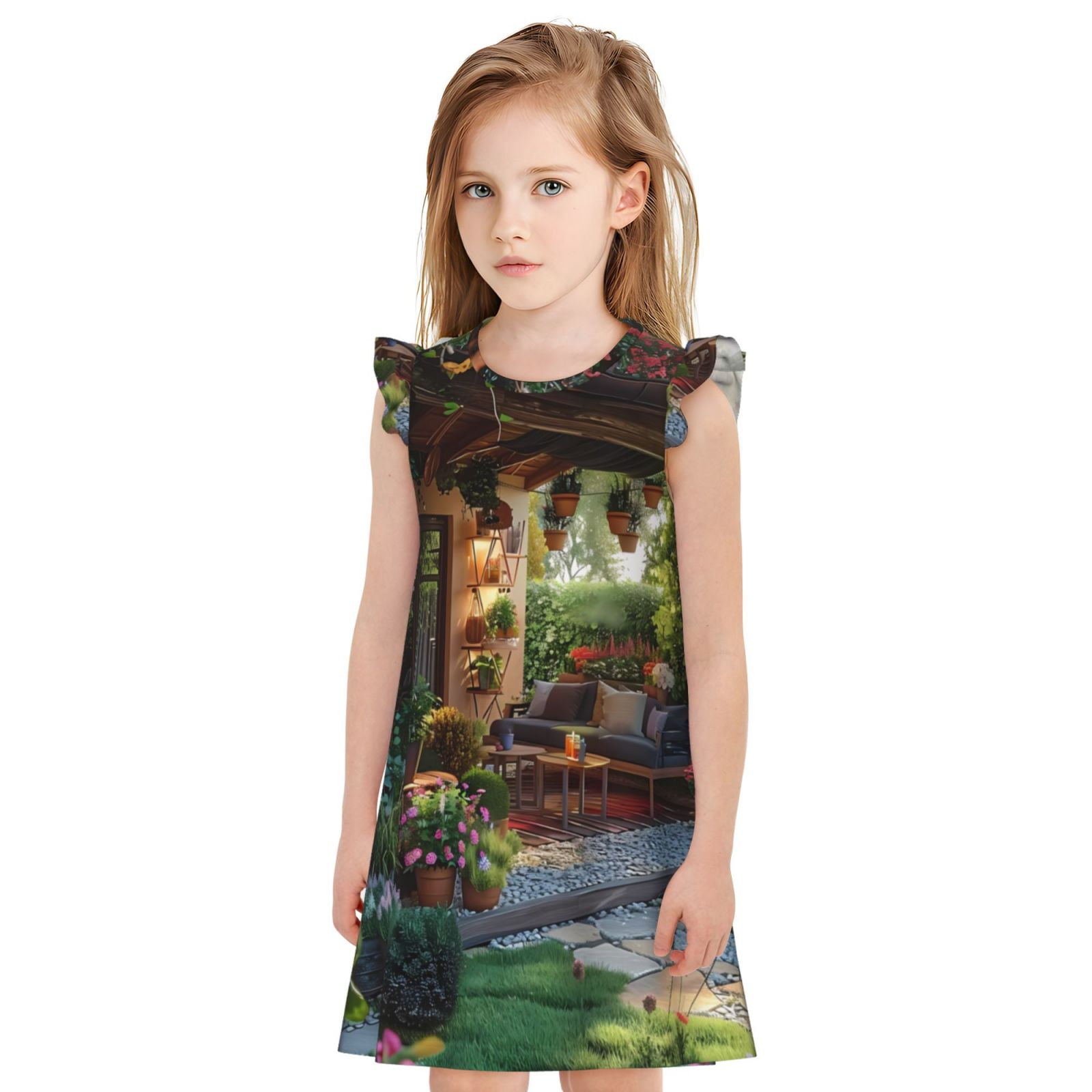 Balery Charming Garden Patio Pattern Princess Nightgown for Girls ...