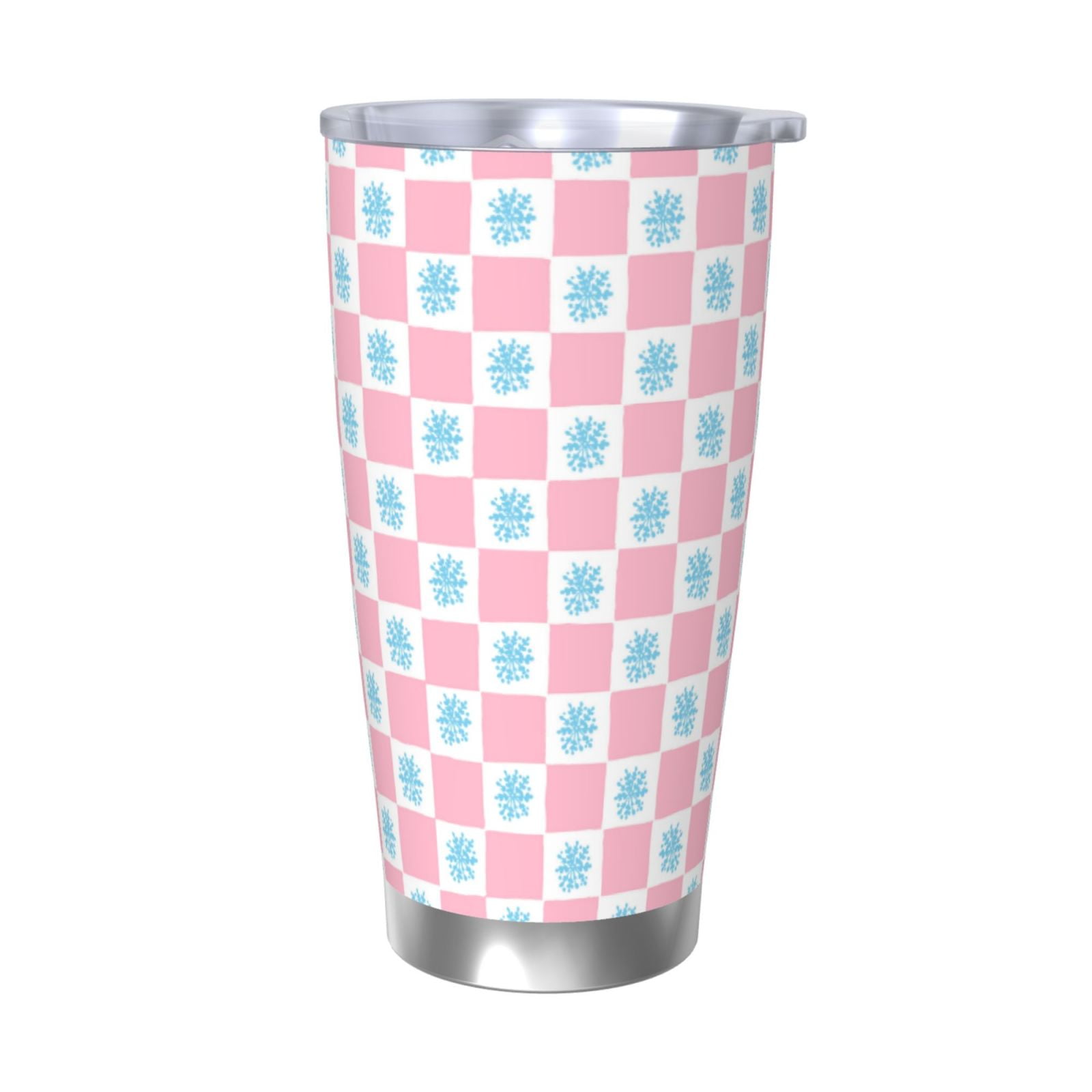 Balery Checkerboard With Snowflake Pattern 20oz Insulated Car Cup with ...